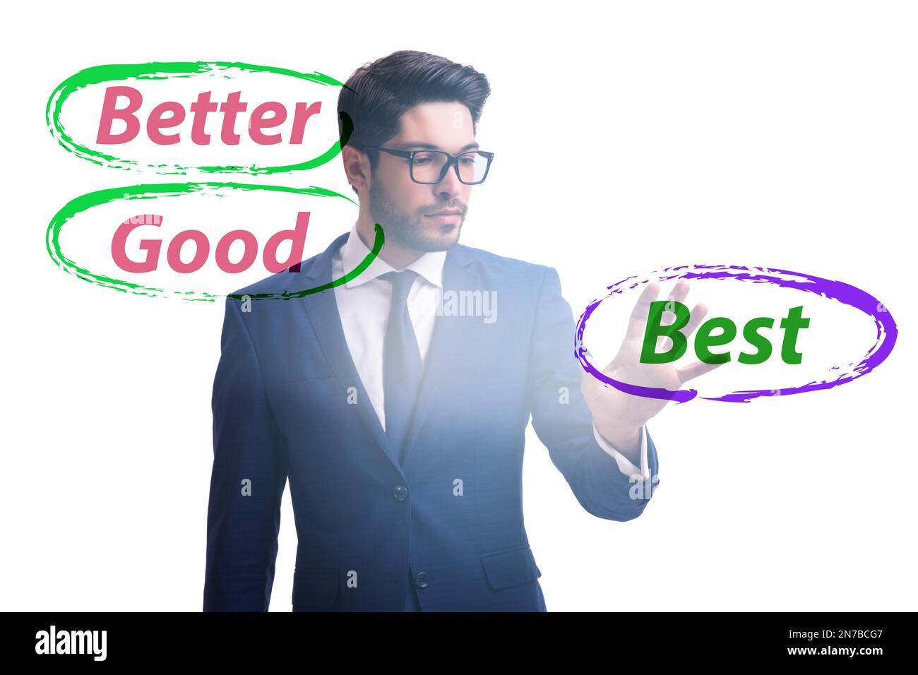 Businessman in good better and the best concept Stock Photo - Alamy