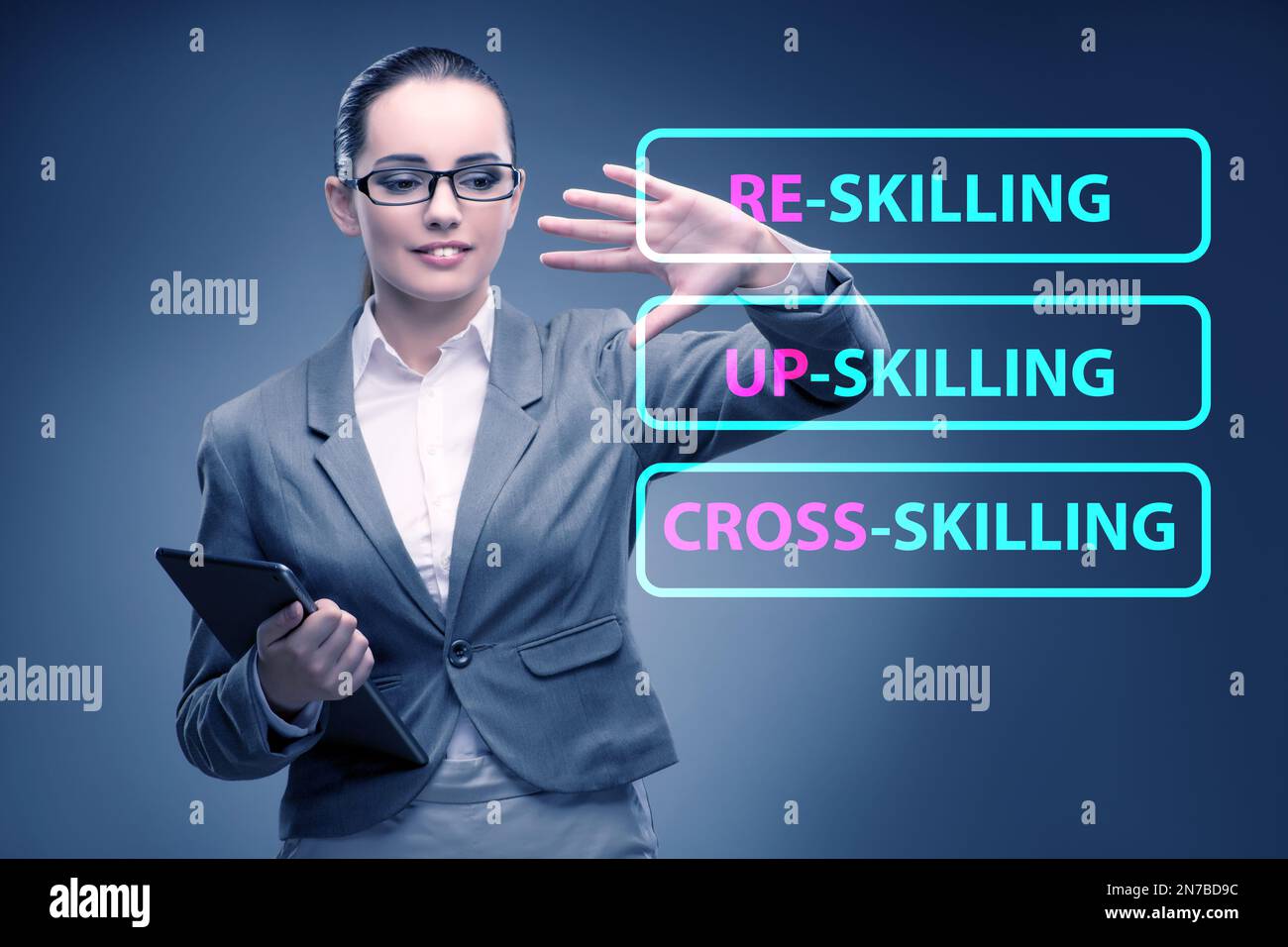 Re-skilling and upskilling in the learning concept Stock Photo - Alamy