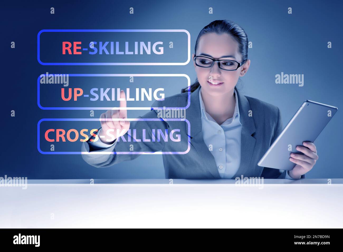 Re-skilling and upskilling in the learning concept Stock Photo - Alamy