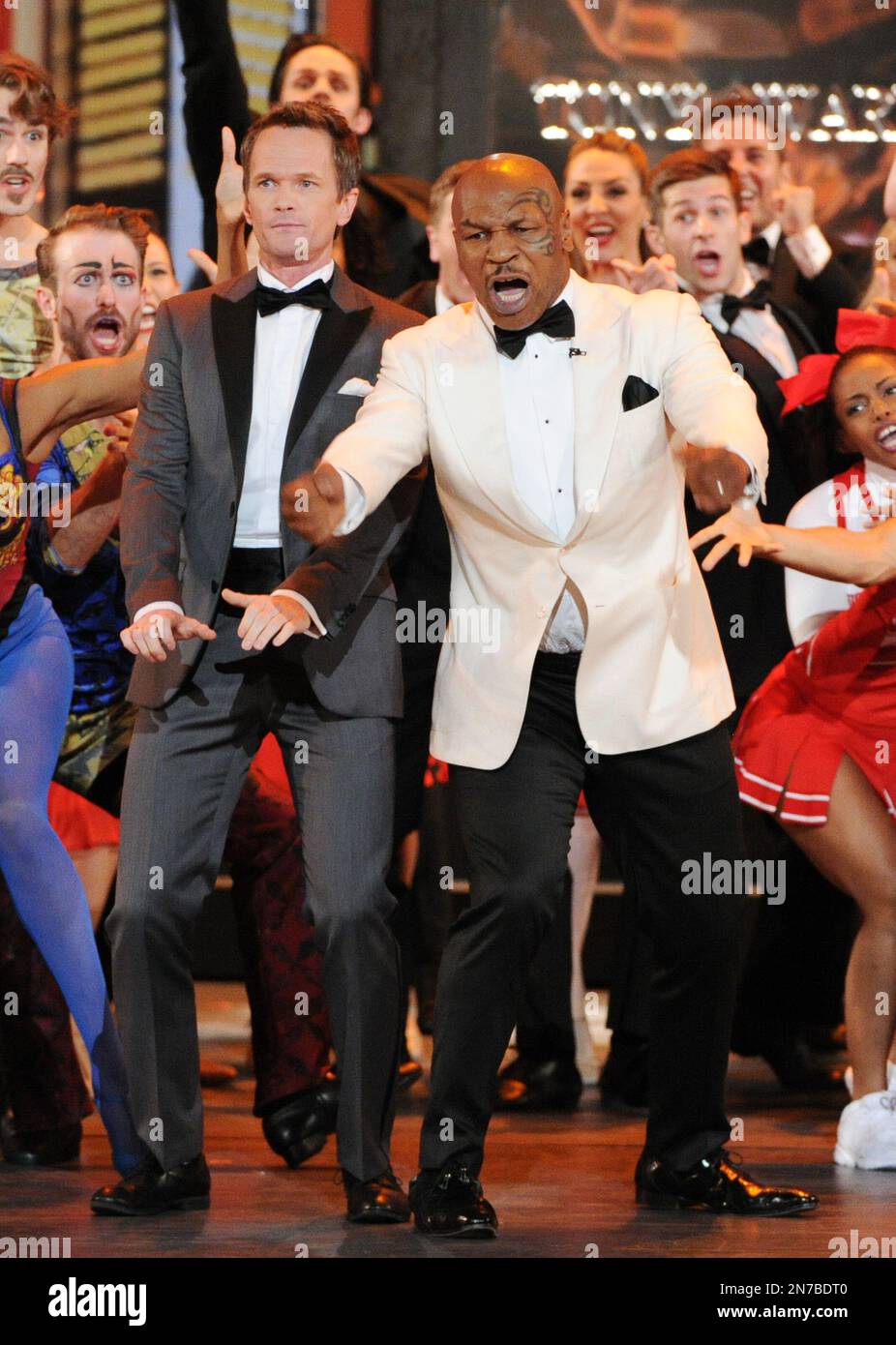 Actor Neil Patrick Harris and Mike Tyson perform on stage at the 67th ...