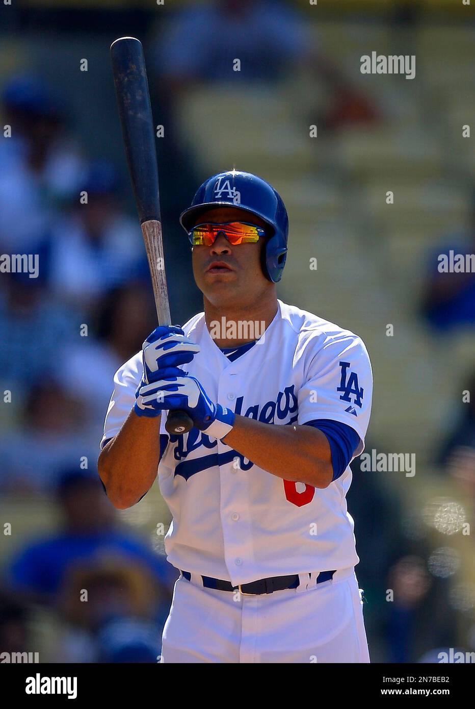 Los Angeles Dodgers' Jerry Hairston Jr. gets set to hit during the ...