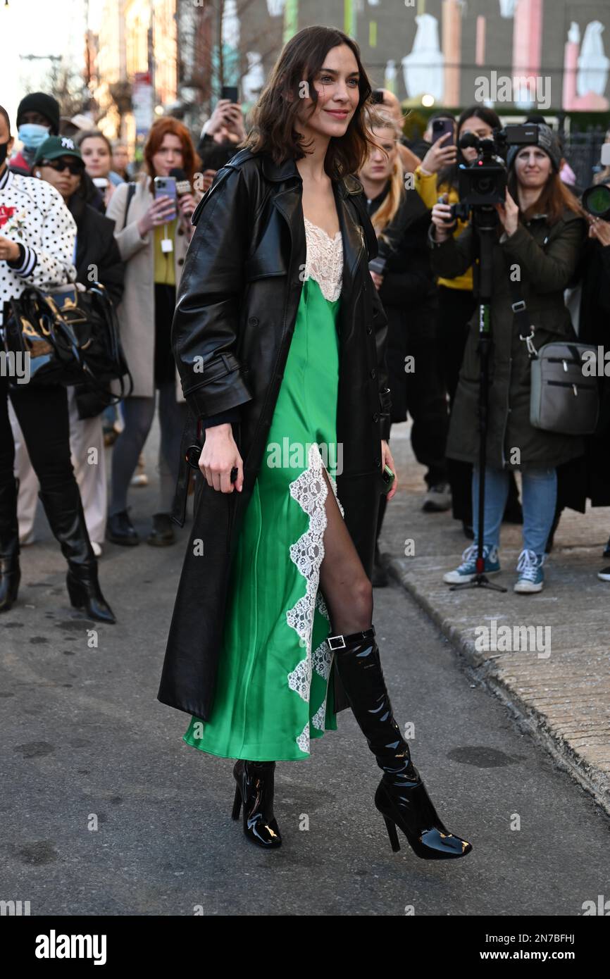 Alexa Chung arrives to the Rodarte fashion show during New York Fashion ...