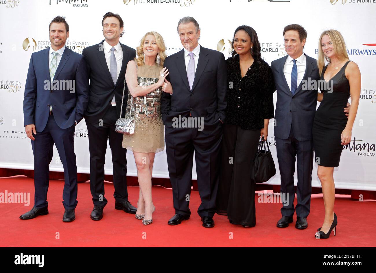 US Actors left to right Joshua Morrow, Daniel Goddard, Melody Thomas ...