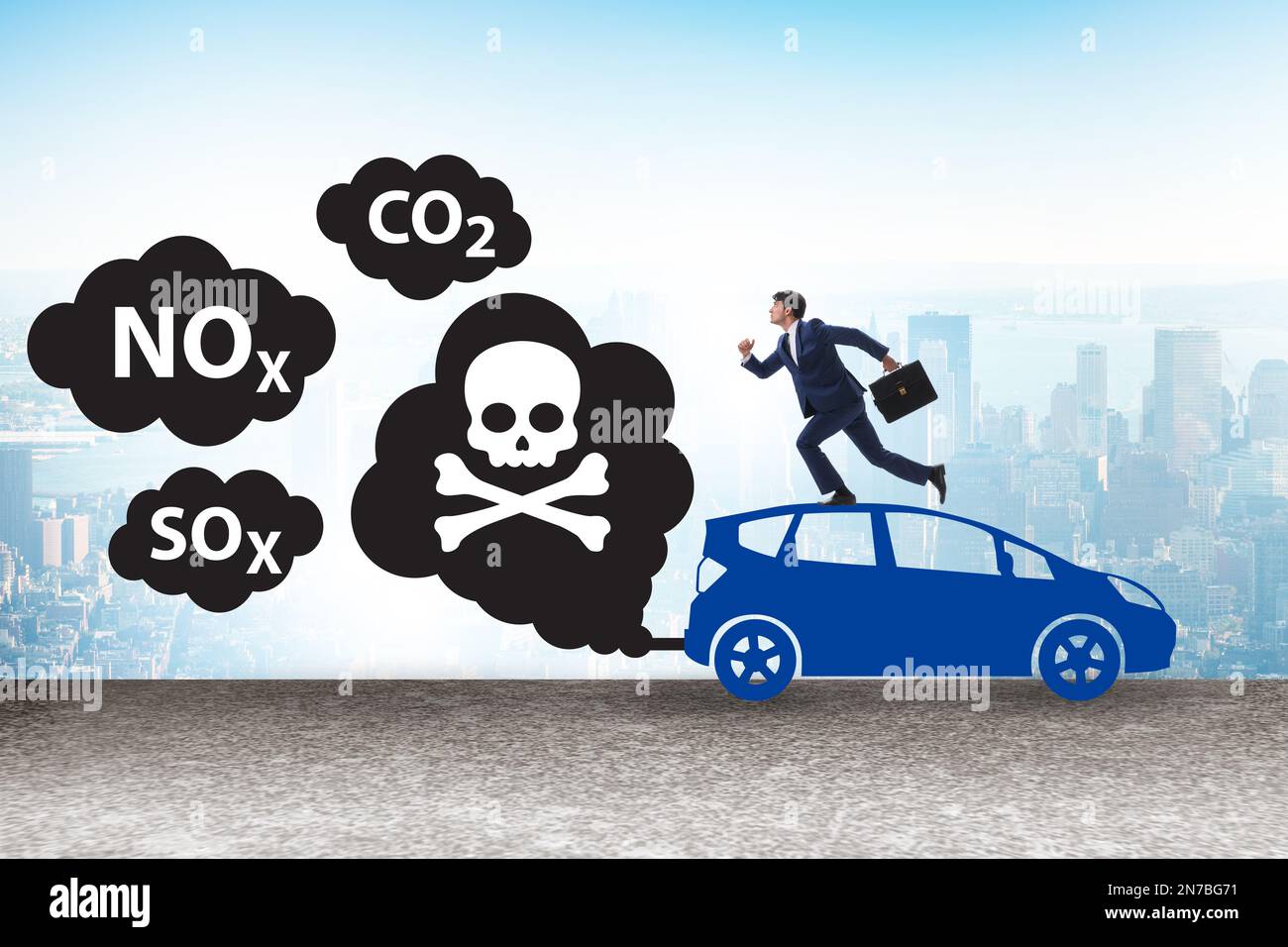Car pollution in the ecological concept Stock Photo - Alamy