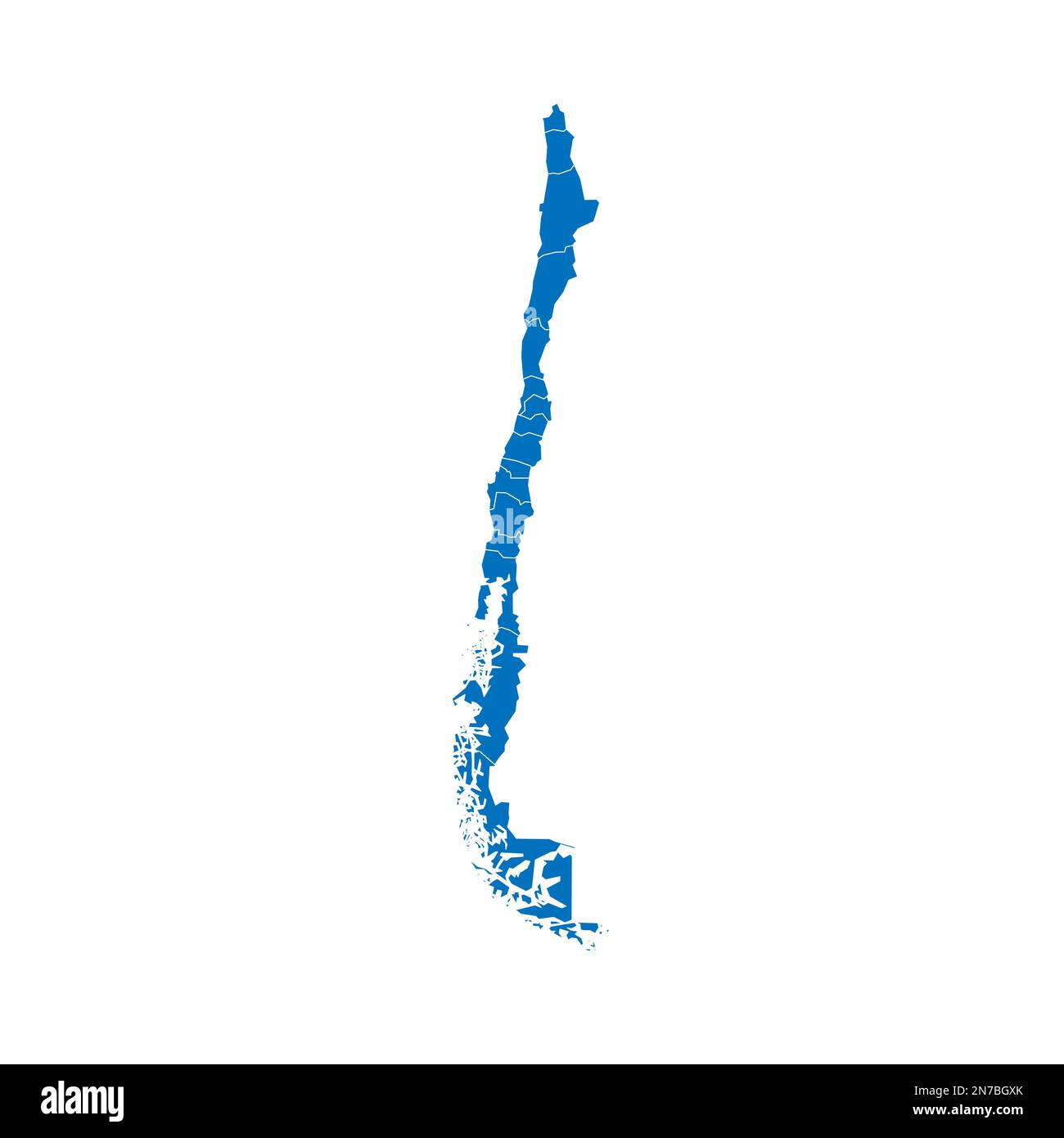 Chile political map of administrative divisions - regions. Solid blue ...