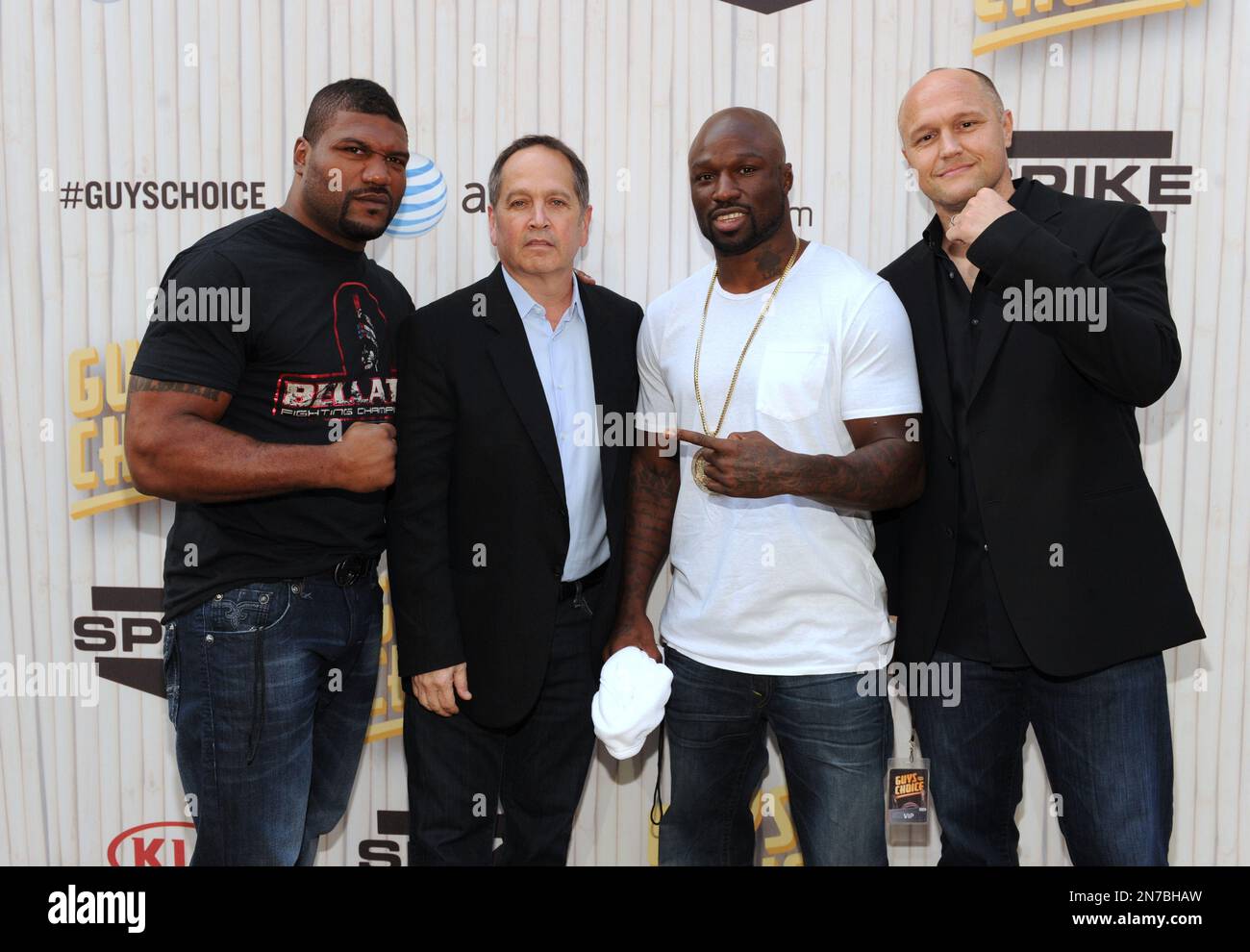 From left, Quinton Jackson, Kevin Kay, president of Spike TV, Muhammed ...