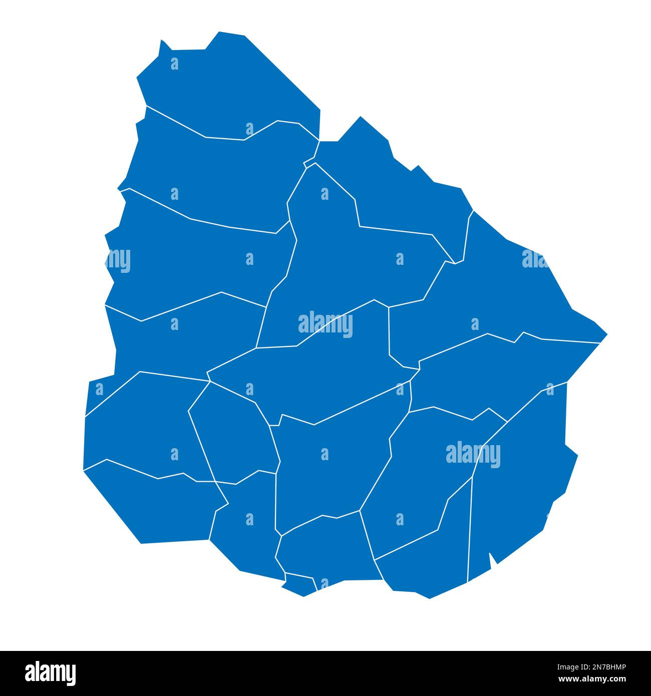 Uruguay political map of administrative divisions - departments. Solid ...