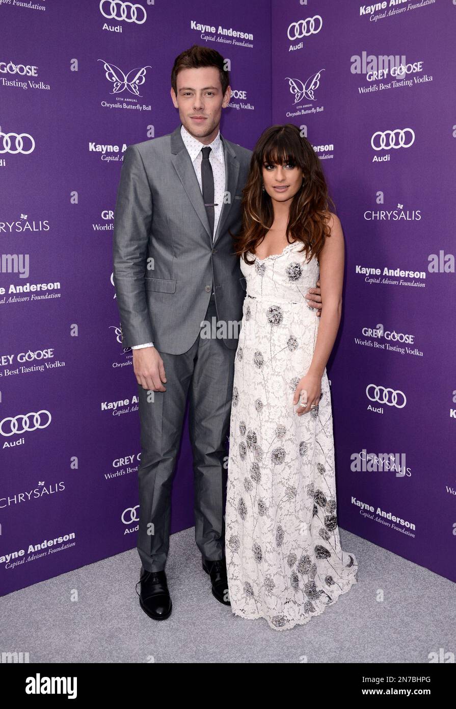 Actress Lea Michele, right, and actor Cory Monteith arrive at the 12th ...