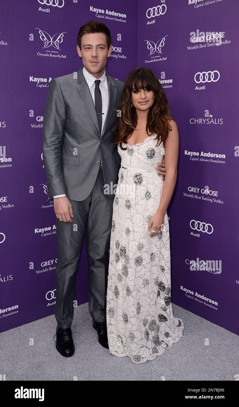 Actress Lea Michele, right, and actor Cory Monteith arrive at the 12th ...