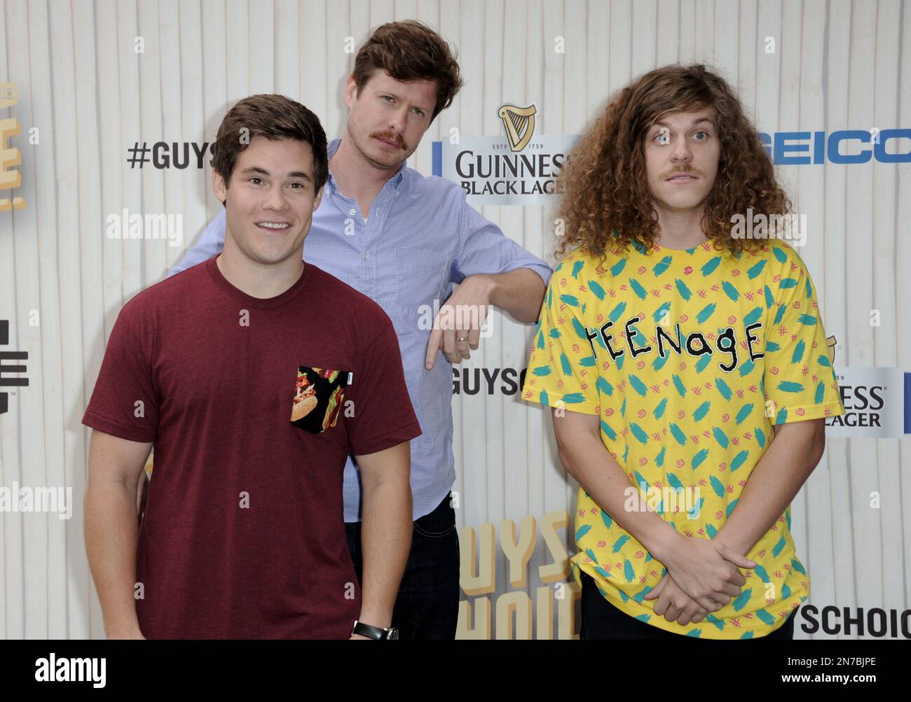 From left, Adam DeVine, Anders Holm and Blake Anderson arrive at Spike ...