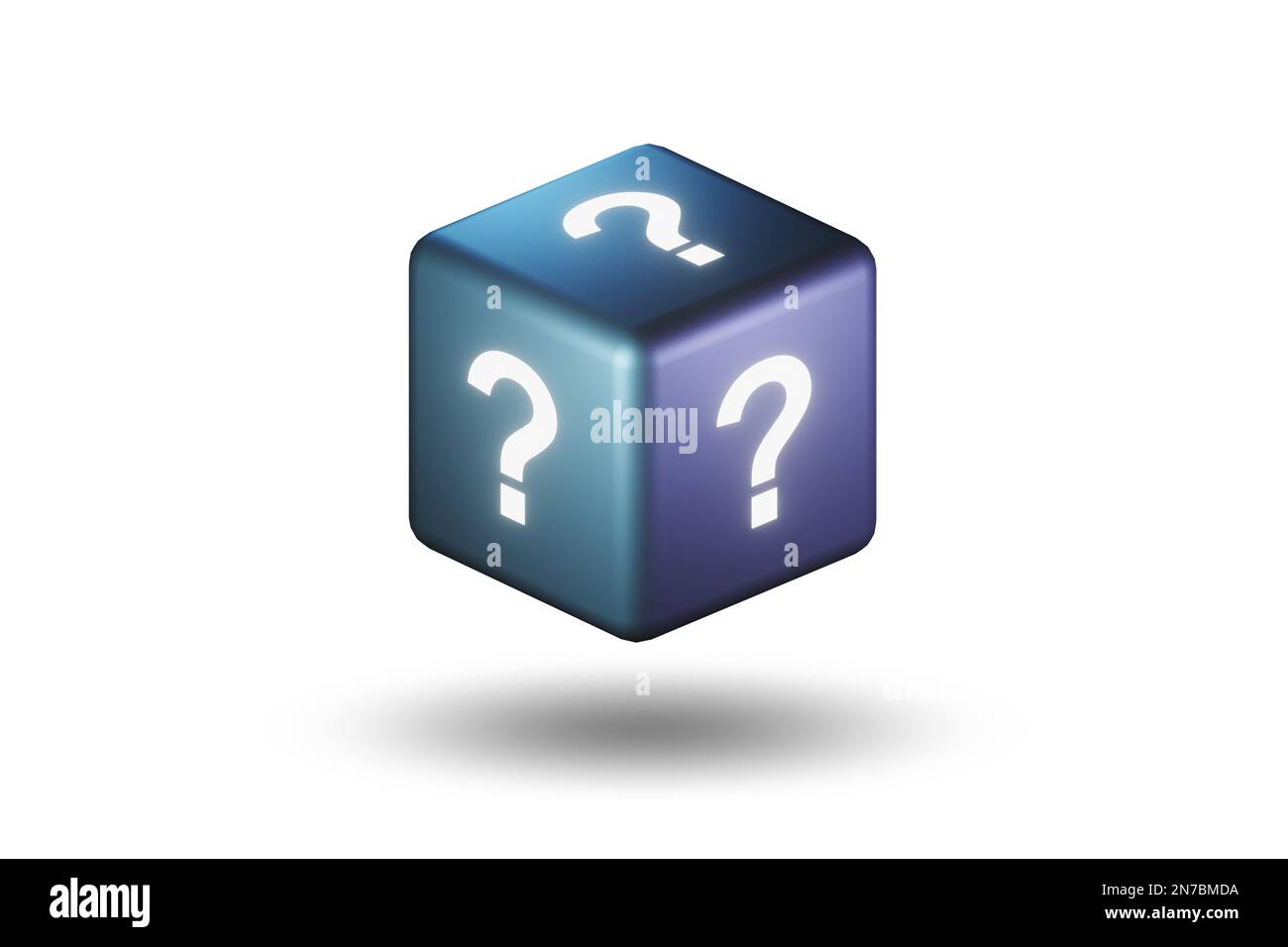 Cube with the question marks on its sides Stock Photo - Alamy