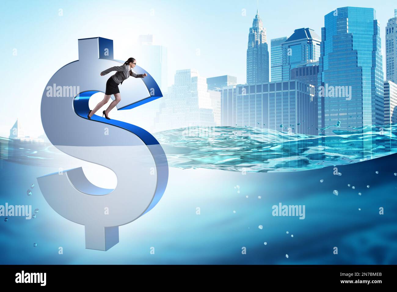 Concept of dollar sinking in sea Stock Photo - Alamy