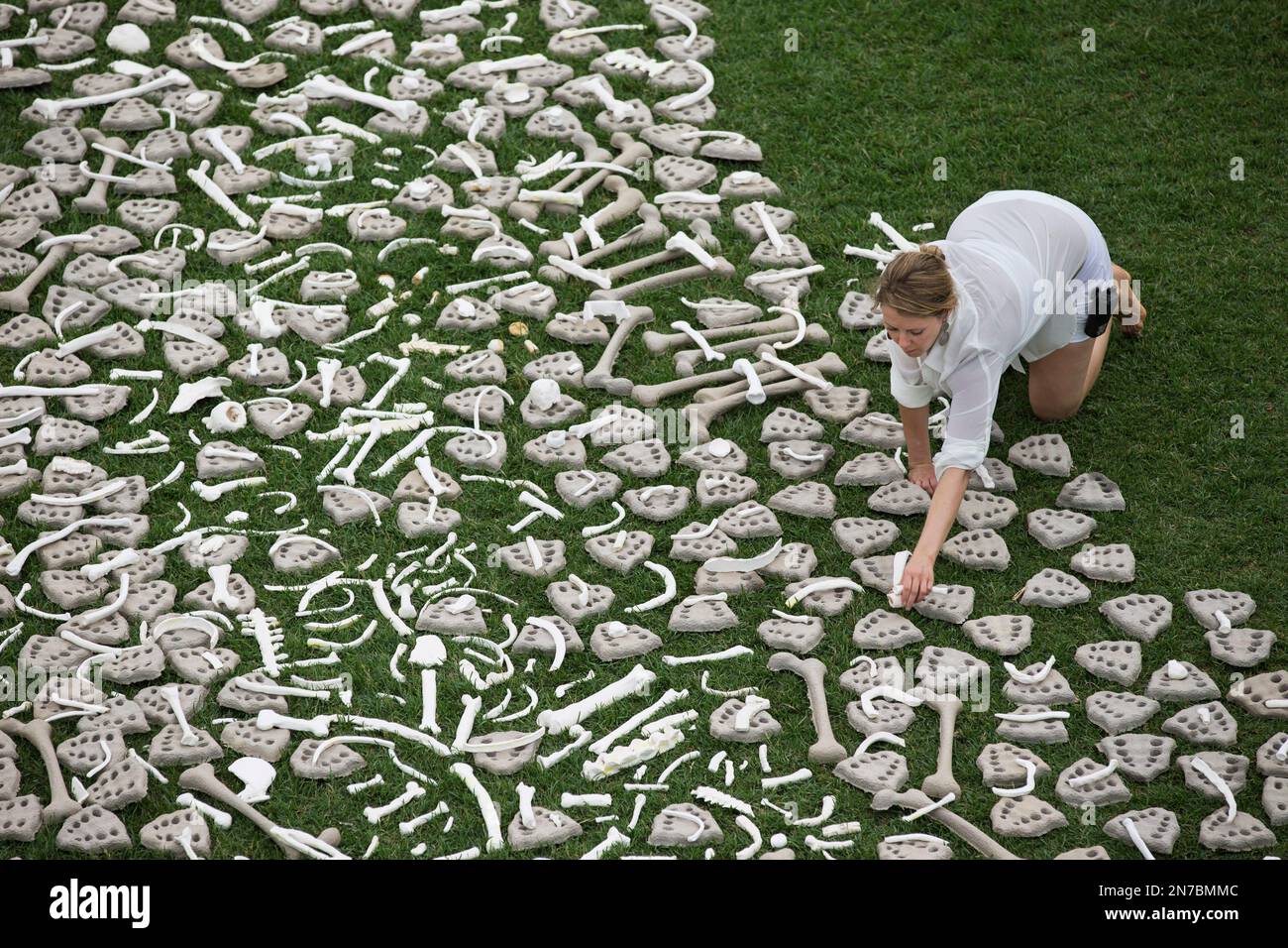 Rochelle Campbell, from the District of Columbia, lays human-crafted ...