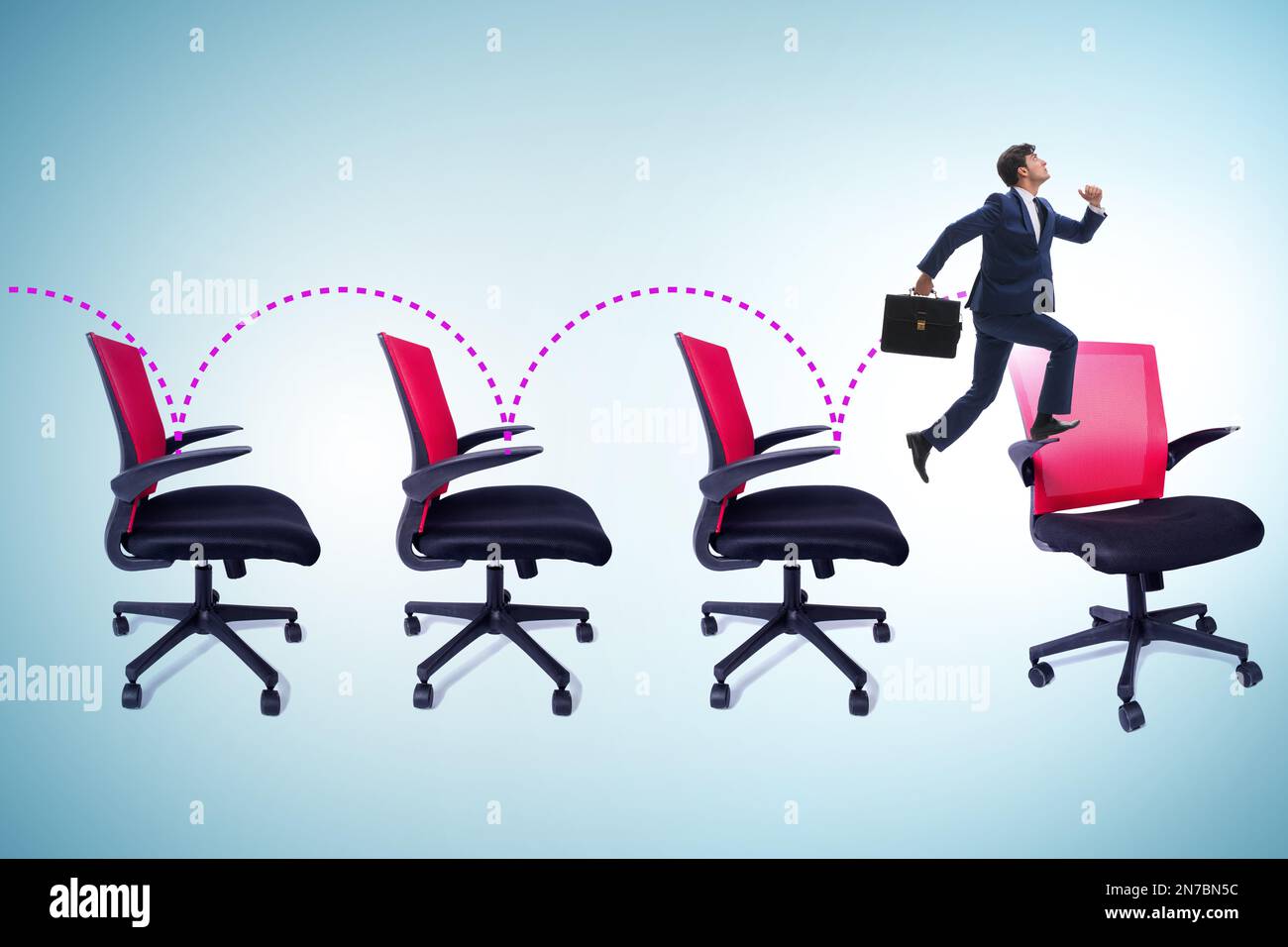 Promotion concept with the office chairs and businessman Stock Photo ...