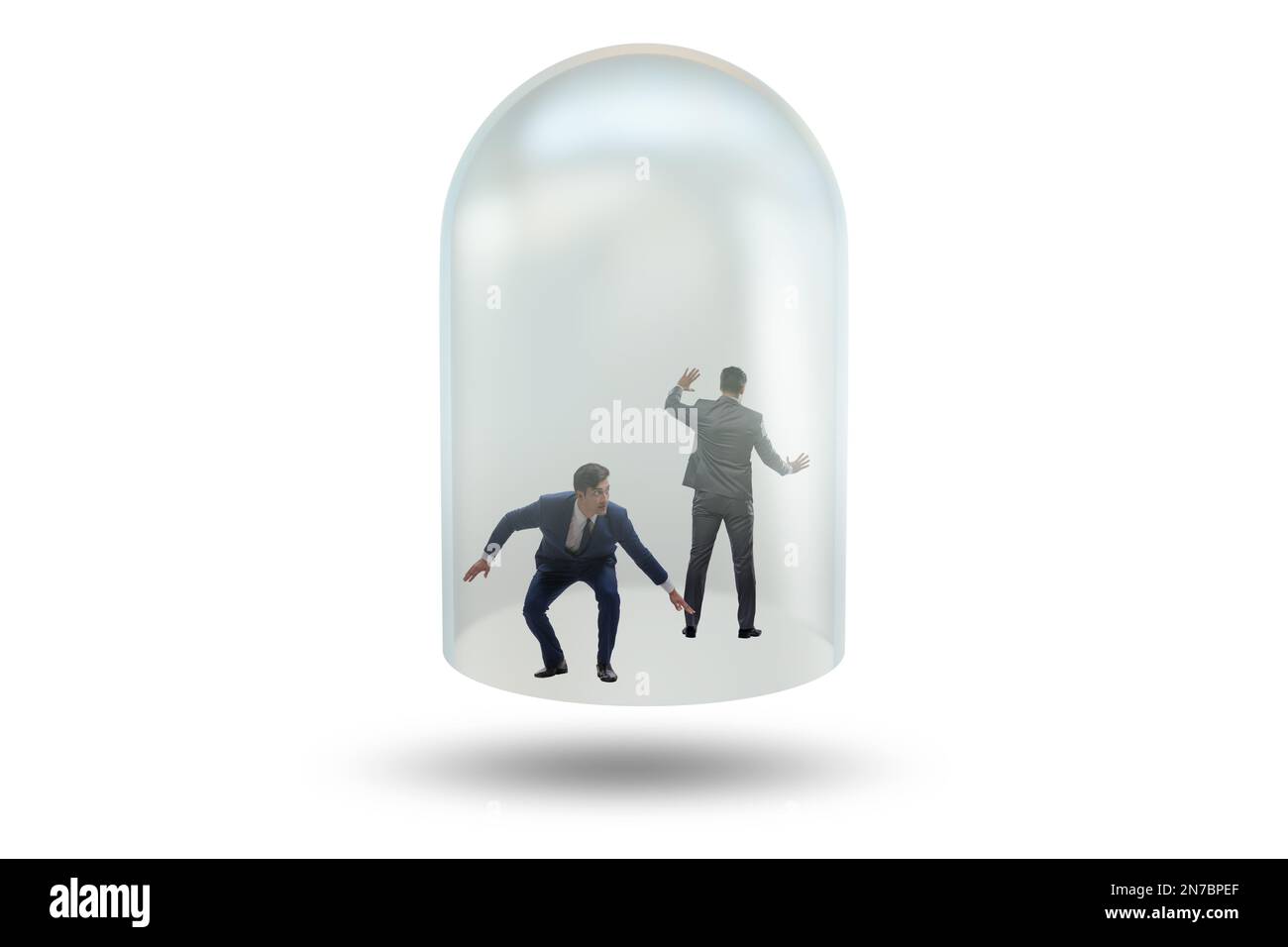 Businessman trapped in the transparent glass Stock Photo - Alamy
