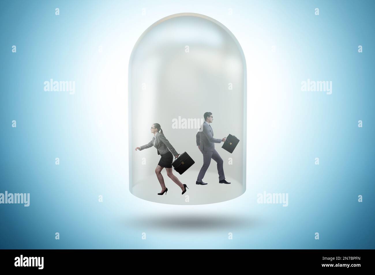 Business people trapped in the transparent glass Stock Photo - Alamy