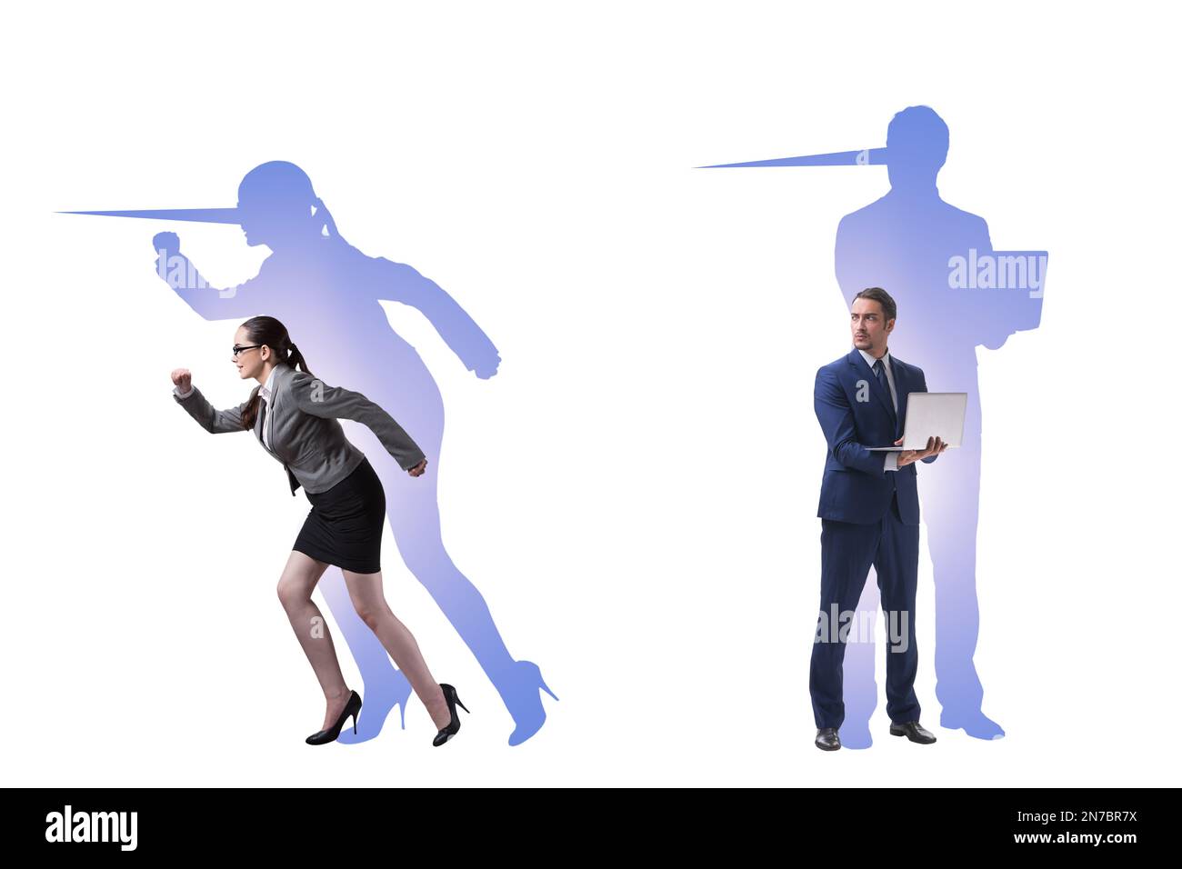 Lier concept with business people and the nose Stock Photo - Alamy