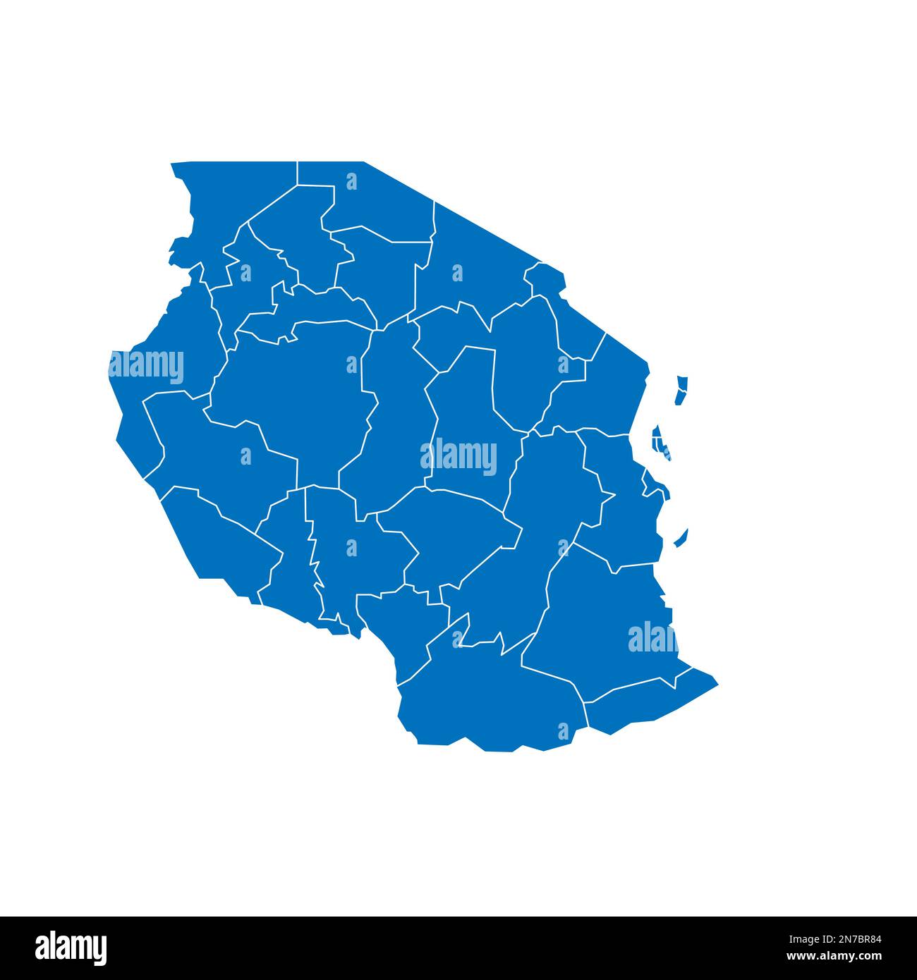 Tanzania political map of administrative divisions - regions. Solid ...