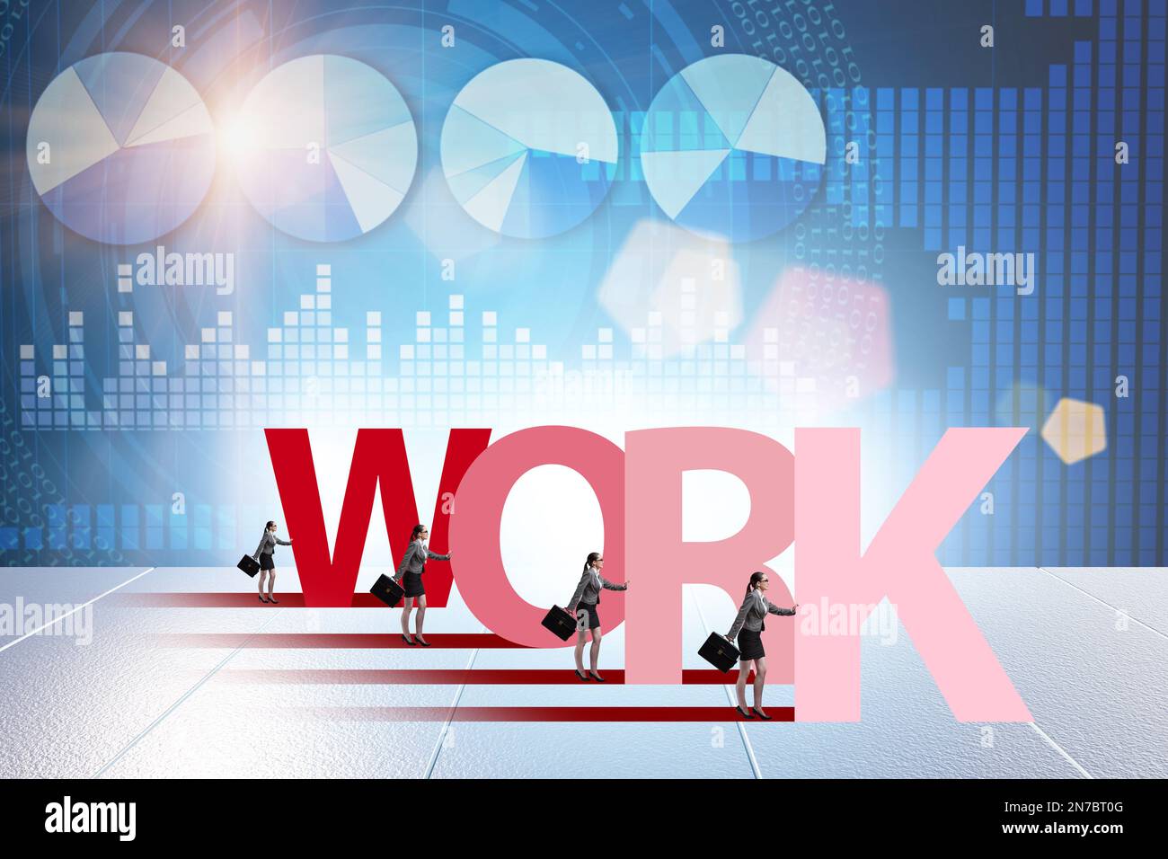 Concept of hard work with the businesswoman Stock Photo - Alamy