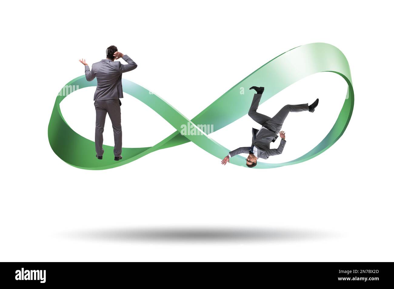 Businessman running on endless loop Stock Photo - Alamy