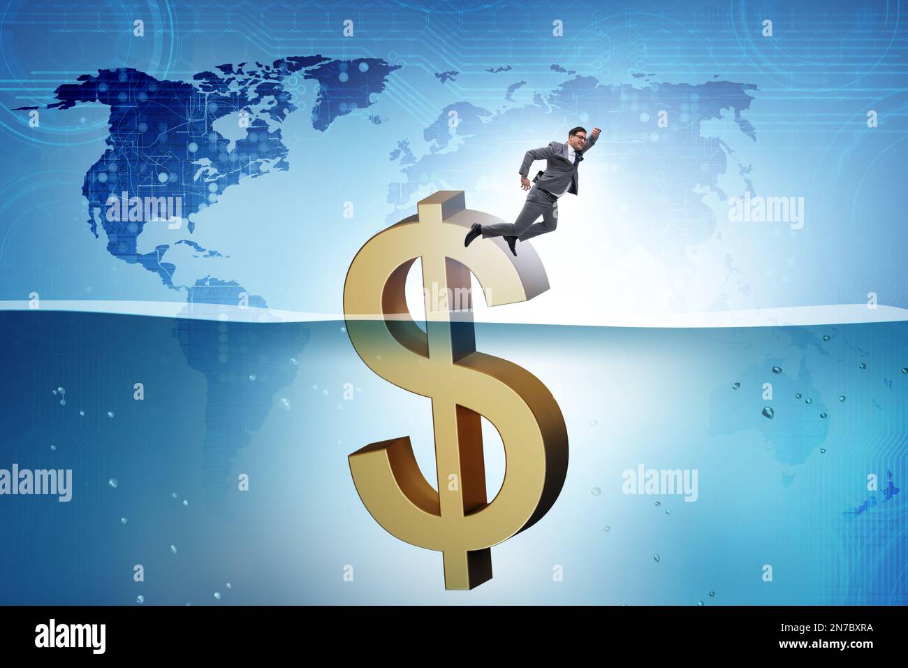 Inflation concept with the sinking dollar sign Stock Photo - Alamy