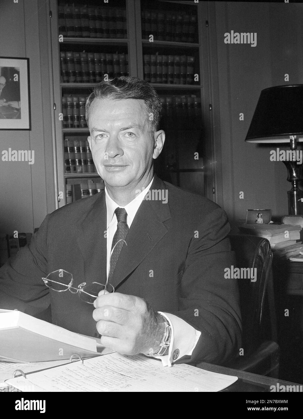 J. Lee Rankin, former U.S. Solicitor General, is shown in his office ...