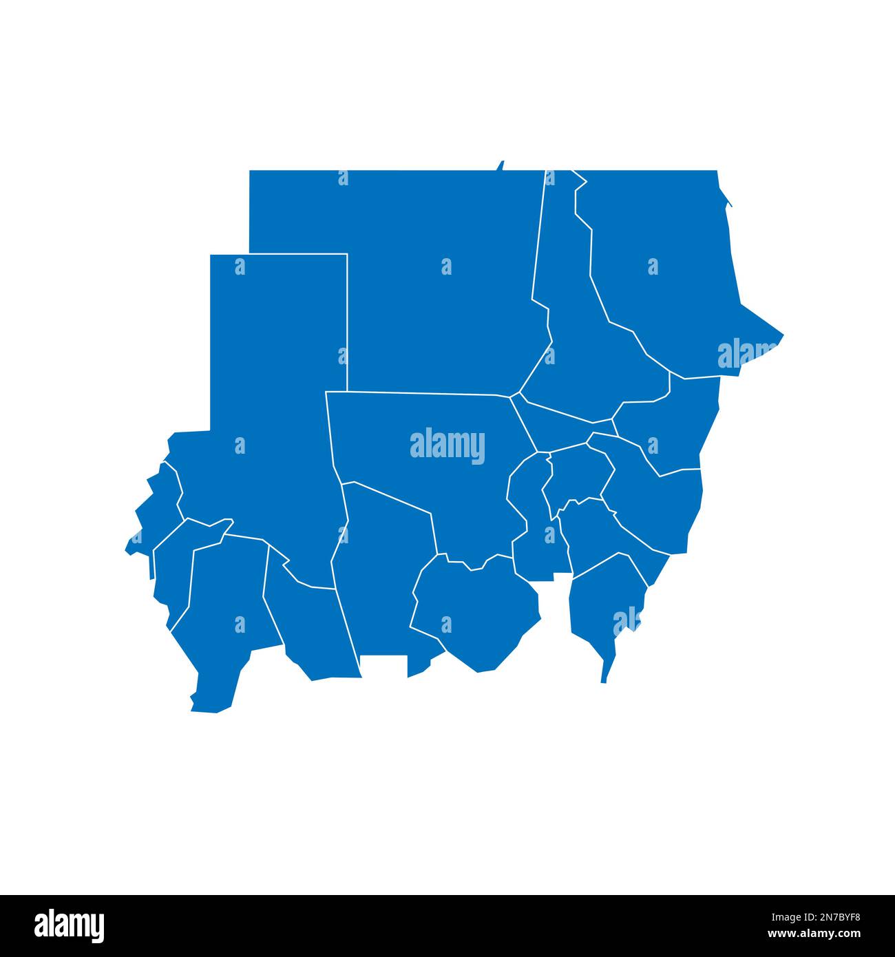 Sudan political map of administrative divisions - states. Solid blue ...