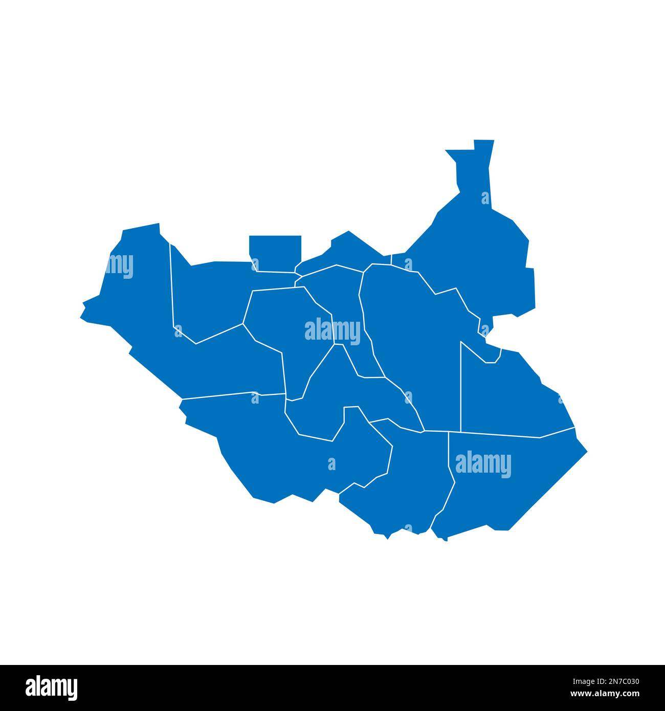South Sudan political map of administrative divisions - states ...