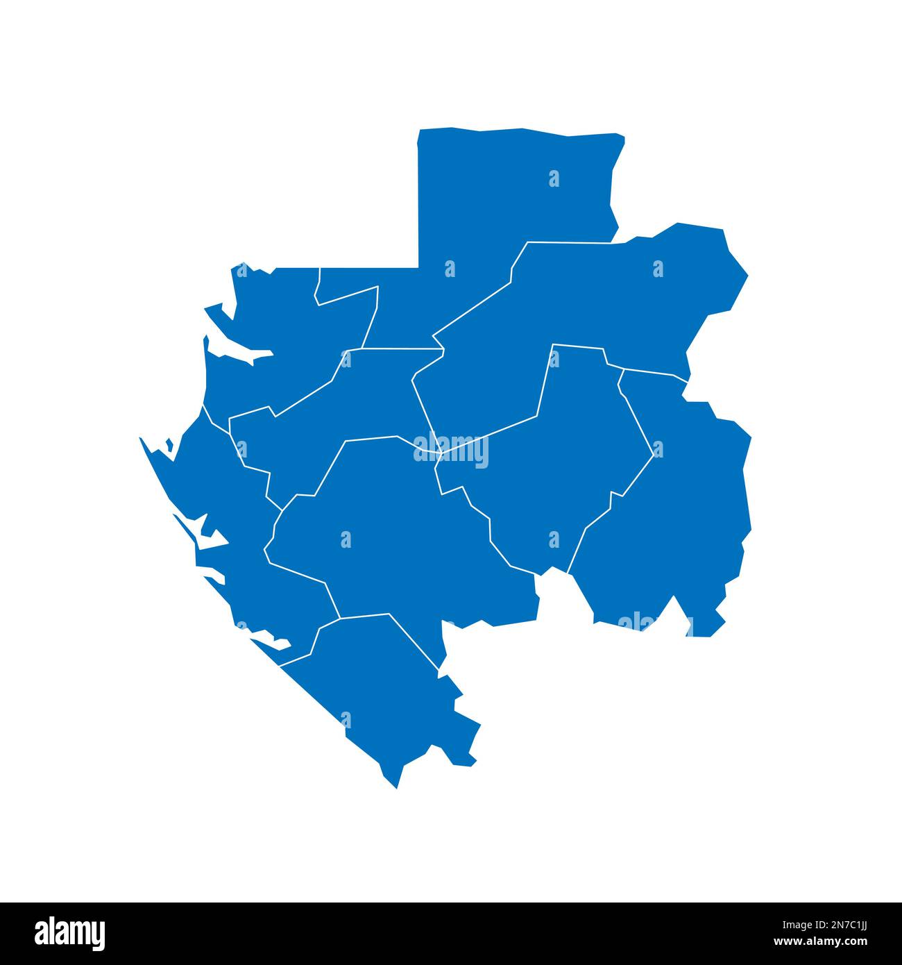 Gabon political map of administrative divisions - provinces. Solid blue ...