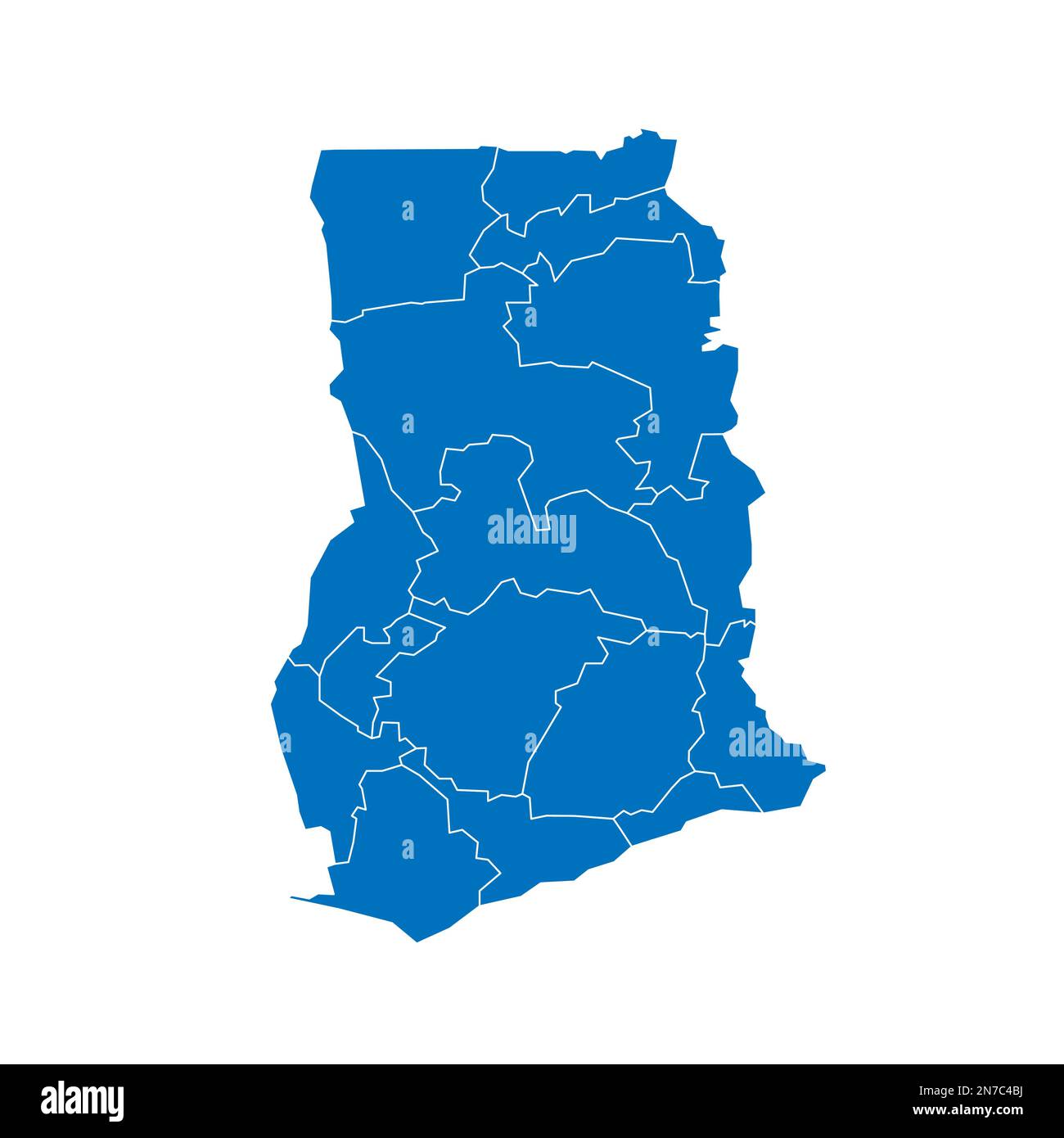 Ghana political map of administrative divisions - regions. Solid blue ...