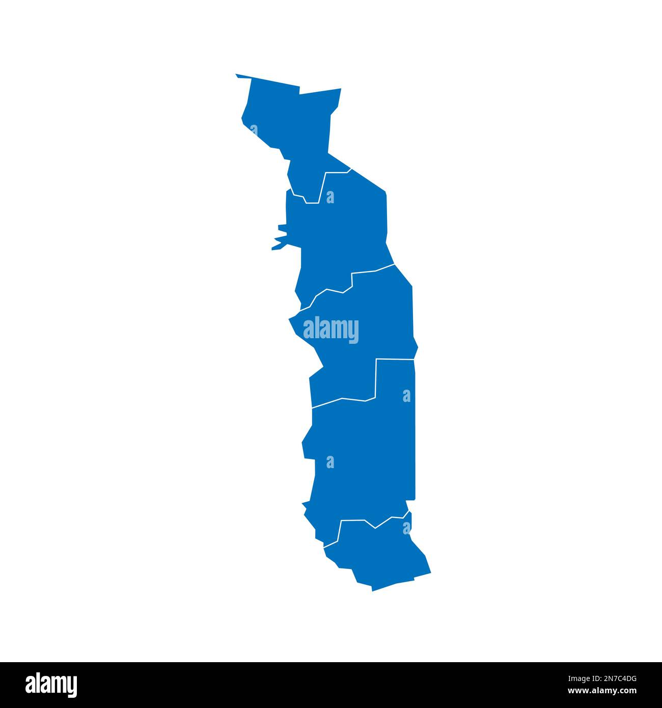 Togo political map of administrative divisions - regions. Solid blue ...