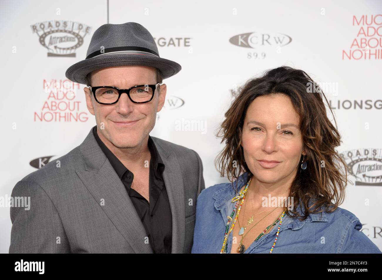Clark Gregg, left, and Jennifer Grey arrive at the LA premiere of "Much ...
