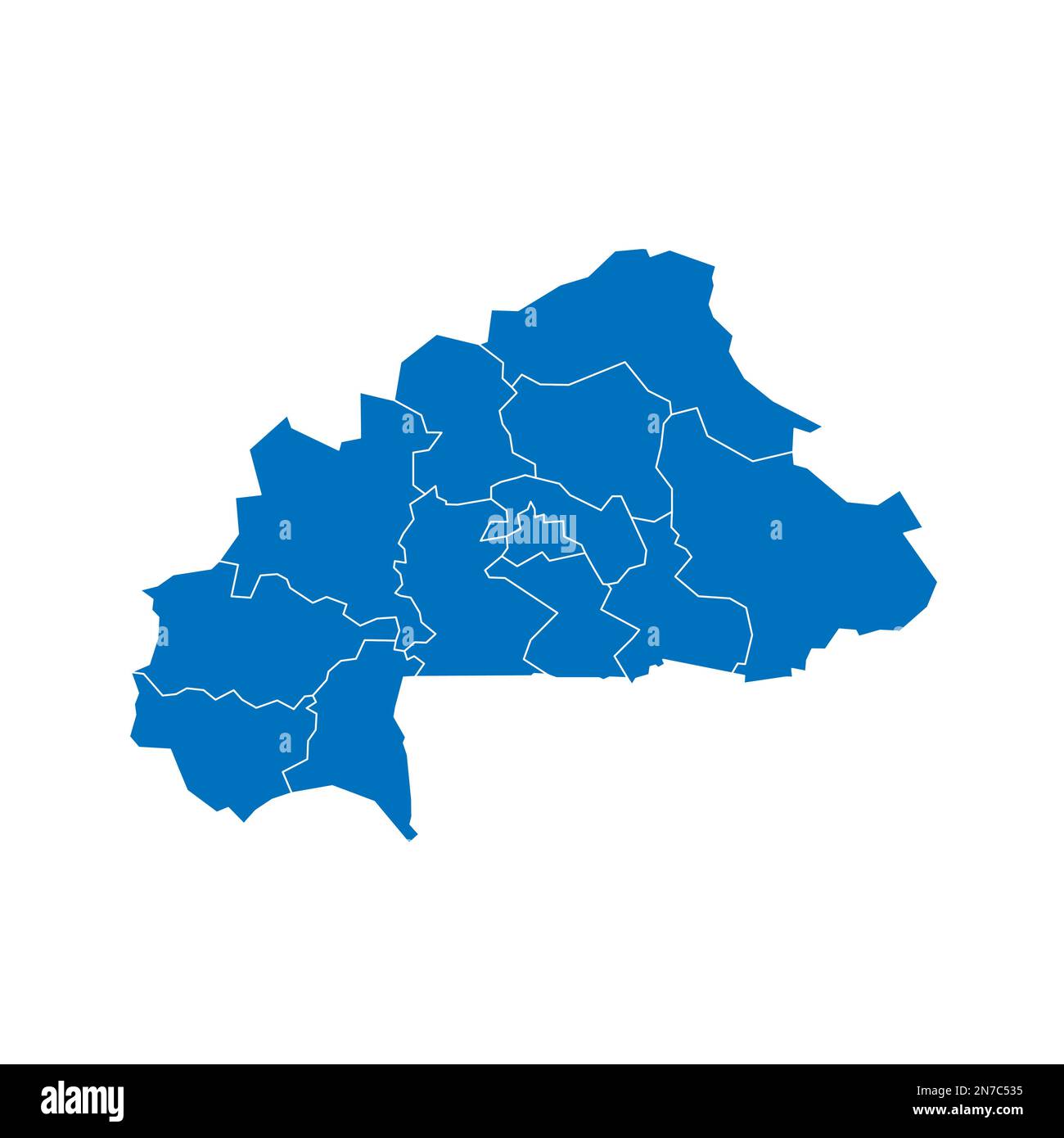 Burkina Faso political map of administrative divisions - regions. Solid ...