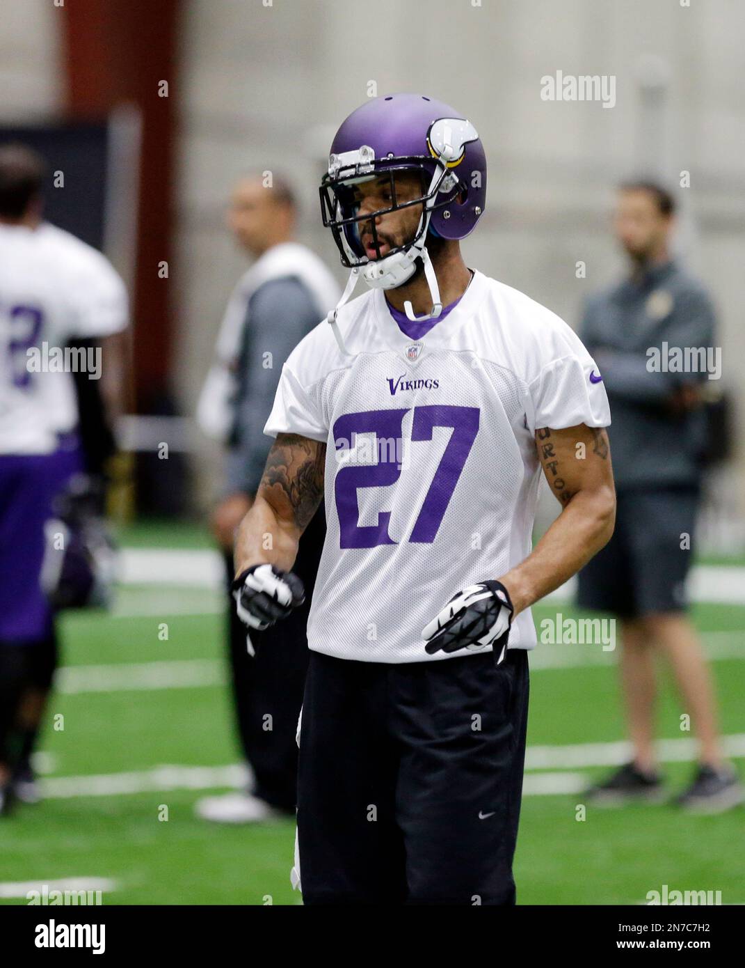Minnesota Vikings cornerback Brandon Burton (27) is shown shown during ...