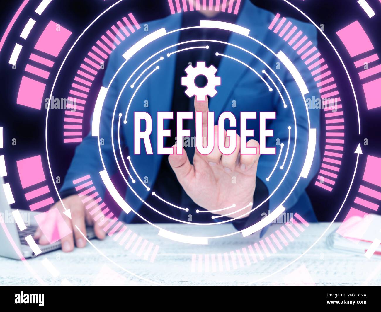 Conceptual caption Refugee. Word Written on refer to movements of large ...