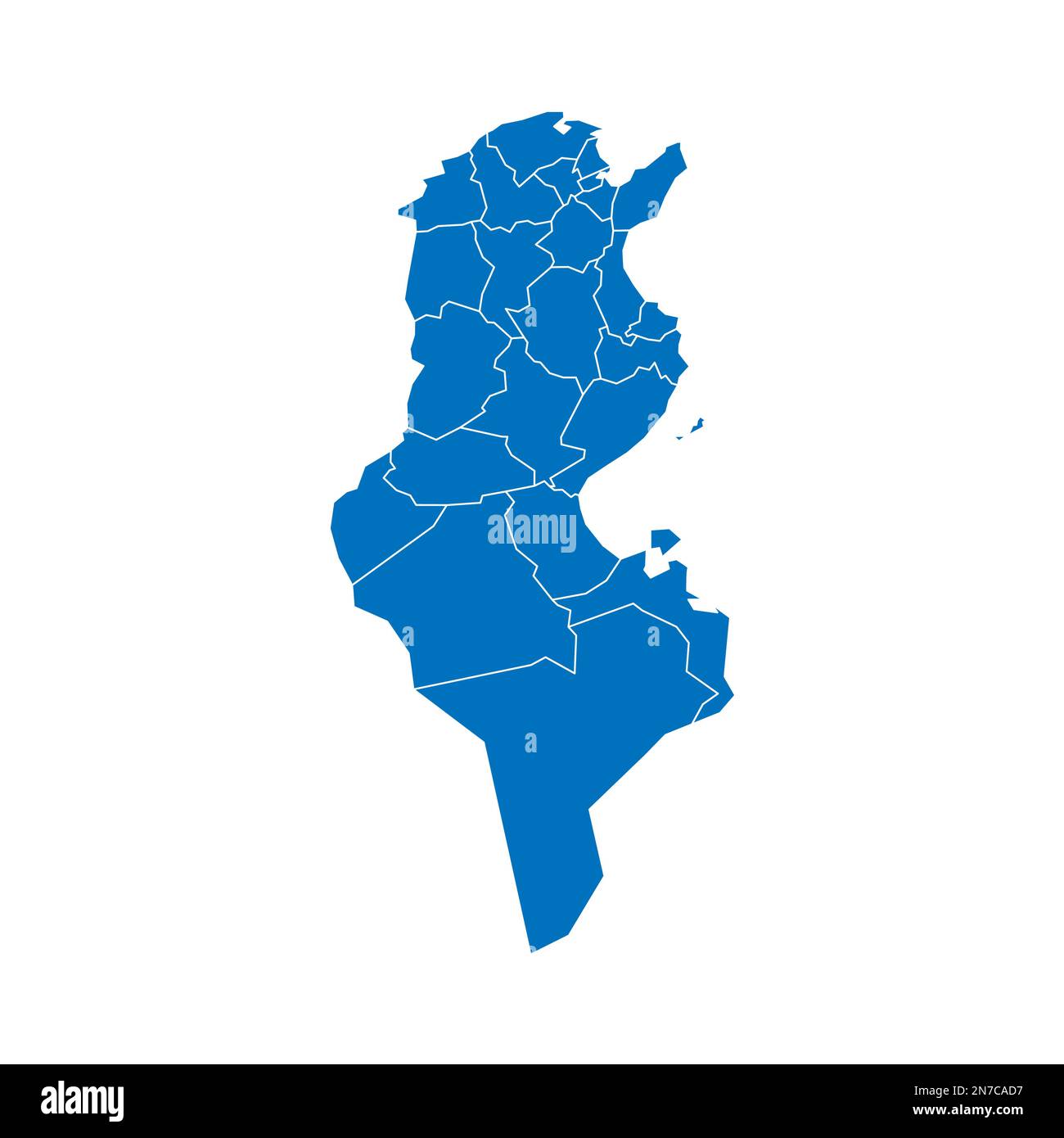 Tunisia political map of administrative divisions - governorates. Solid ...