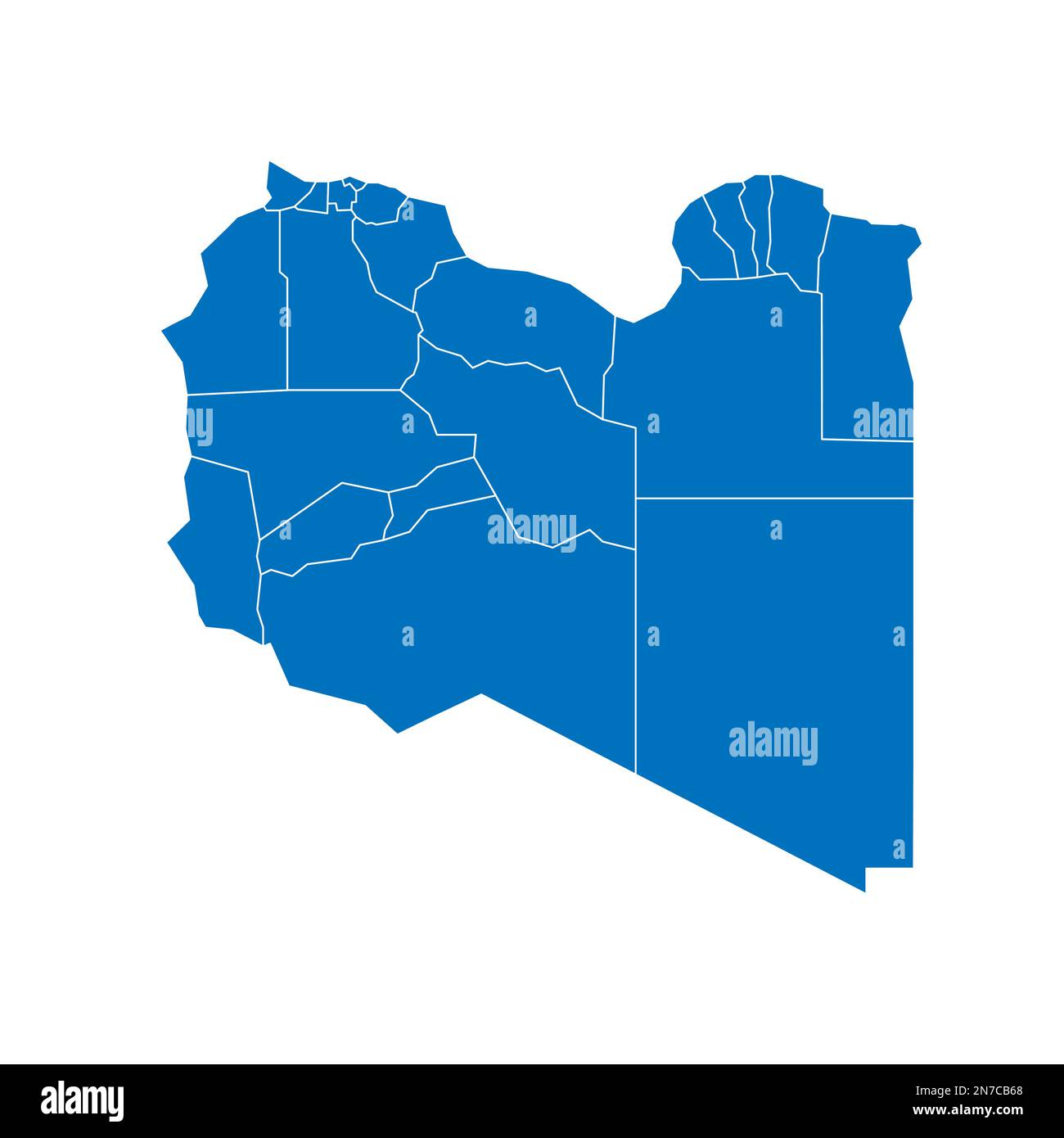 Libya political map of administrative divisions - districts. Solid blue ...