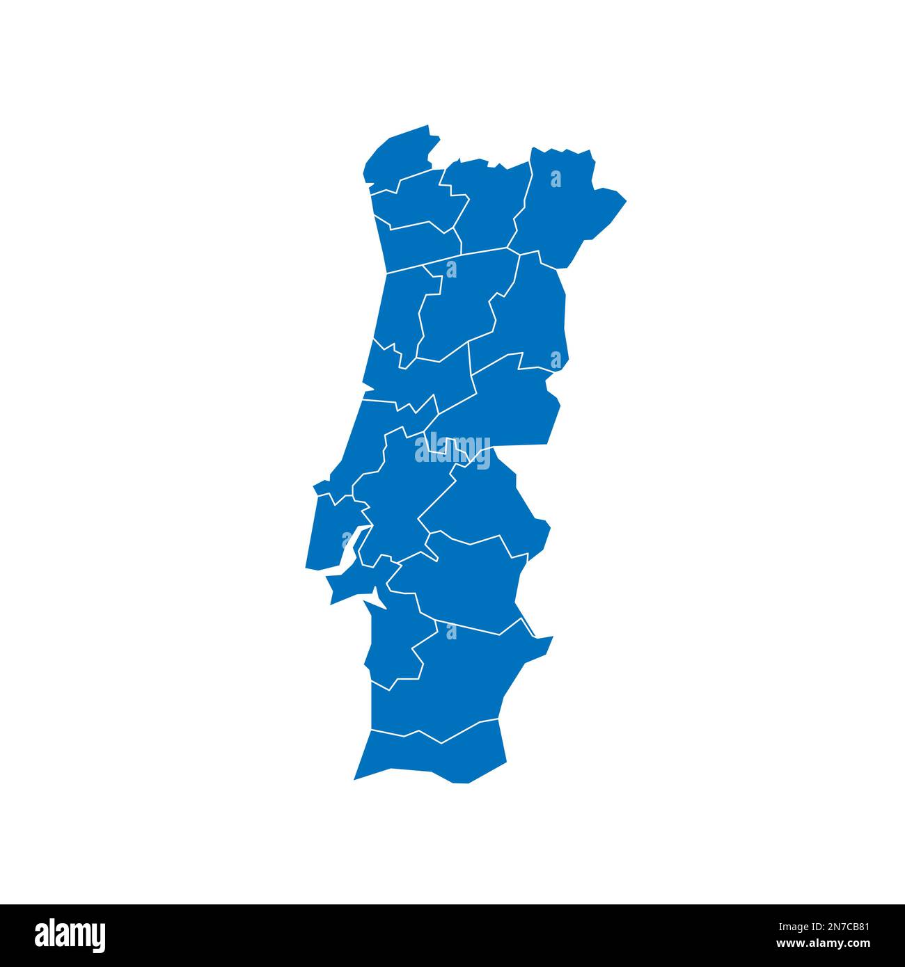 Portugal political map of administrative divisions - districts. Solid ...