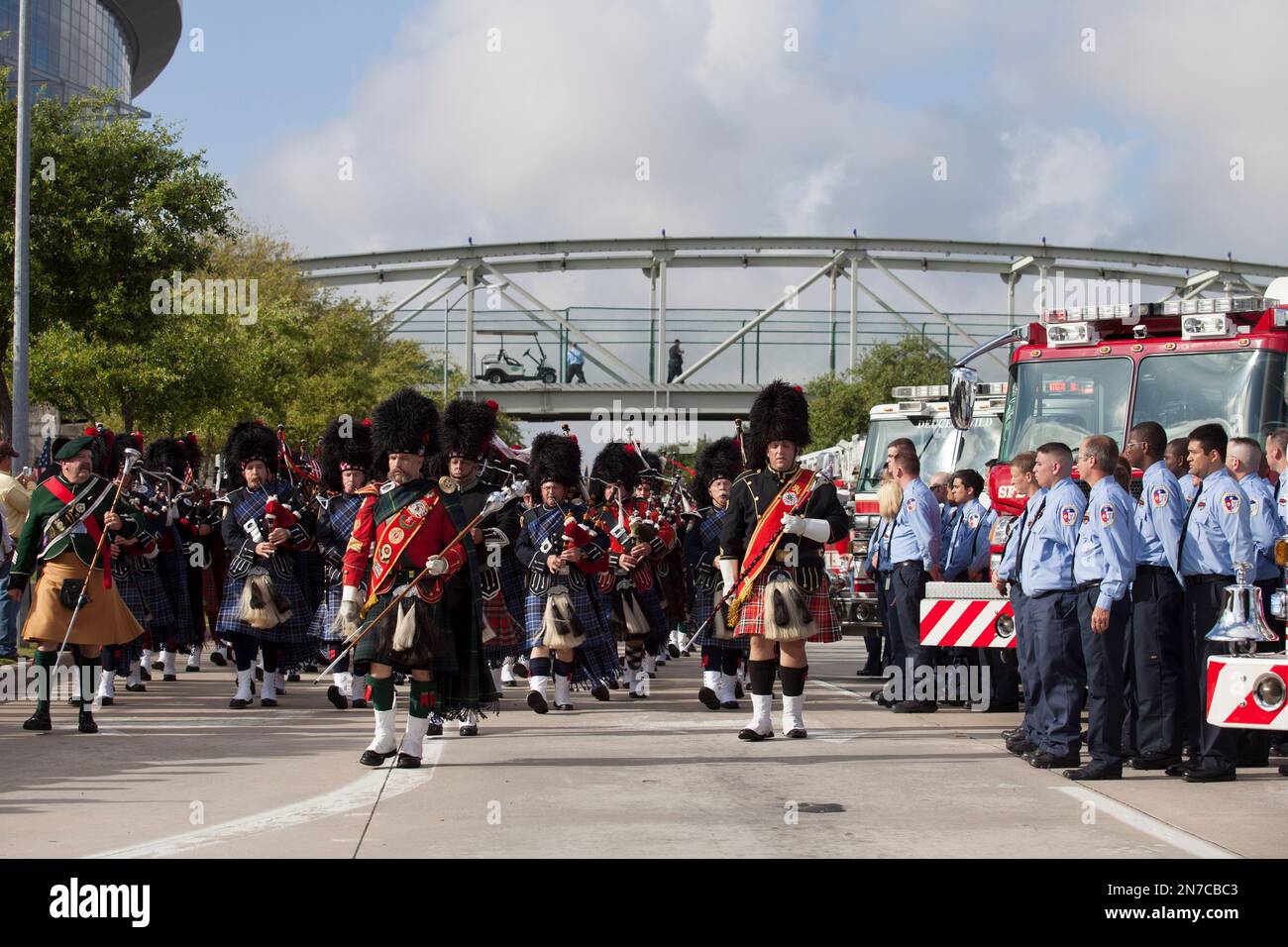 Firefighter's from around Houston and Texas walk during a firefighter's ...