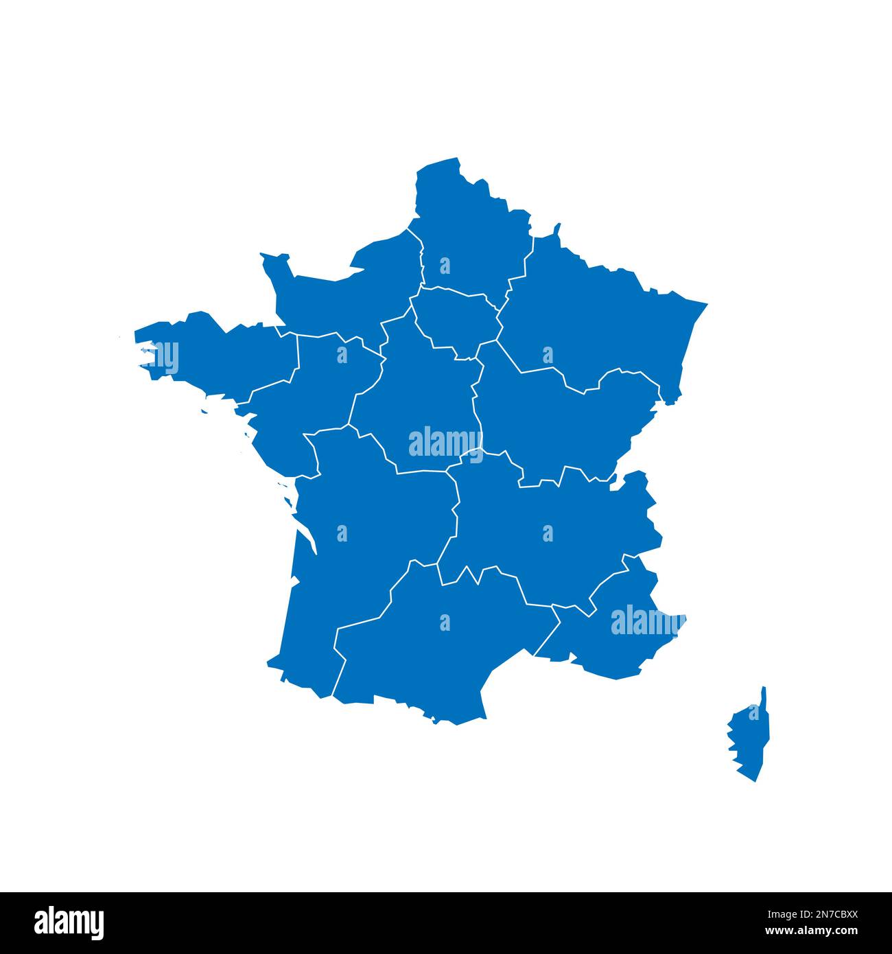 France political map of administrative divisions - regions. Solid blue ...