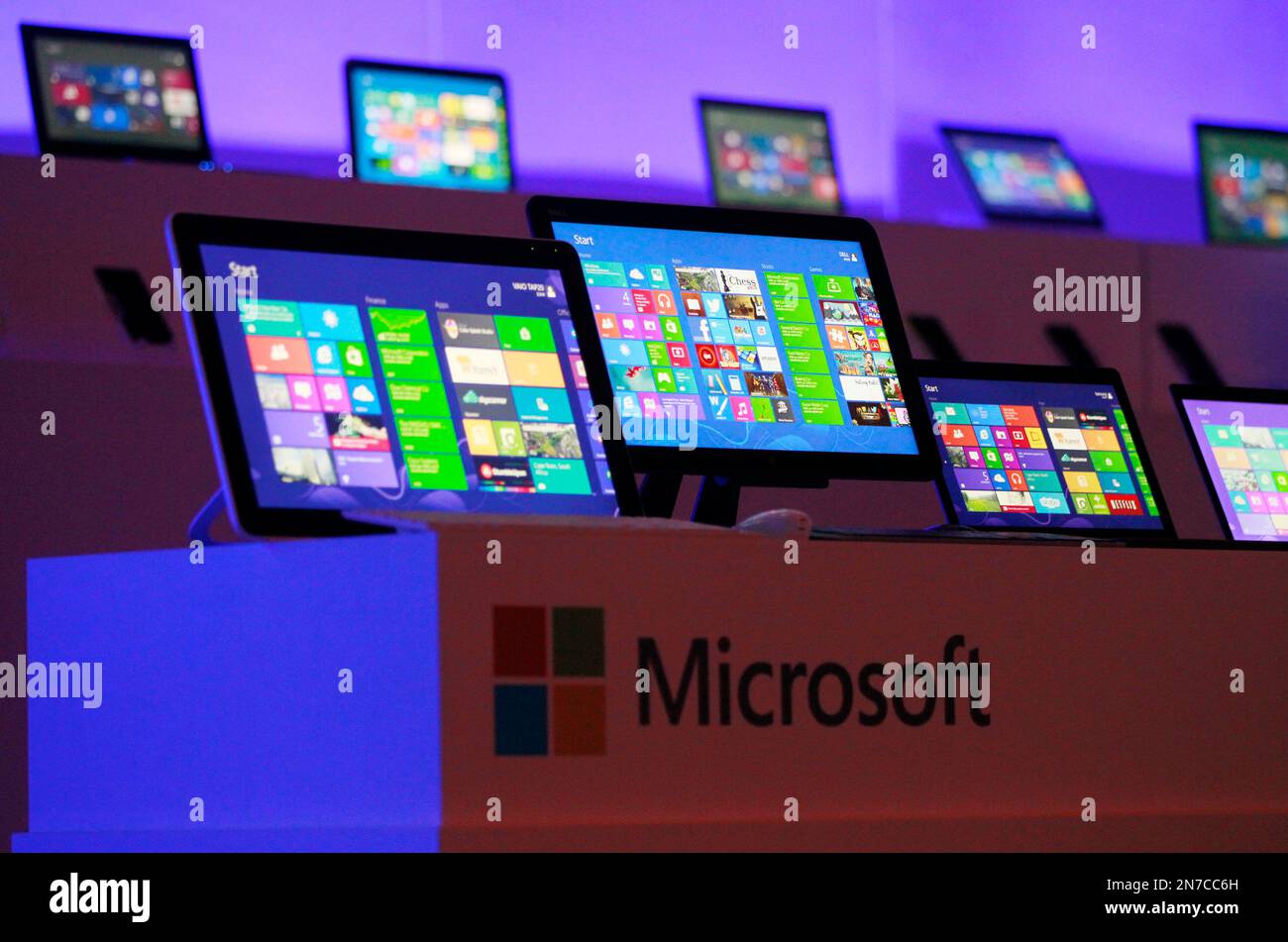 Computing devices running the Microsoft operating systems are seen at ...