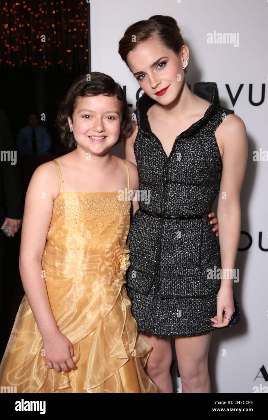 Emma Watson (right) and a Make A Wish girl arrive at the LA premiere of ...