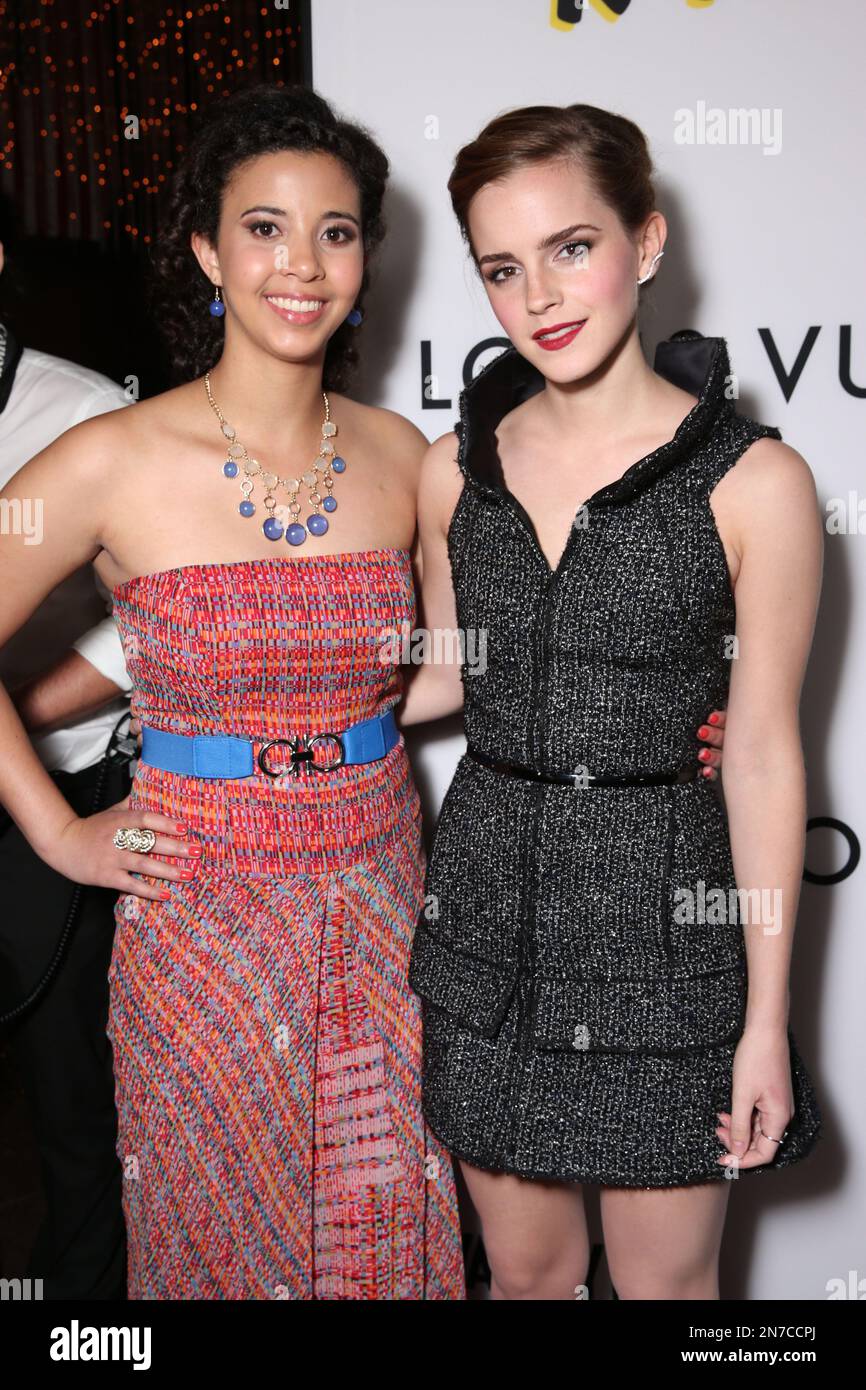 Emma Watson (right) and a Make A Wish girl arrive at the LA premiere of ...