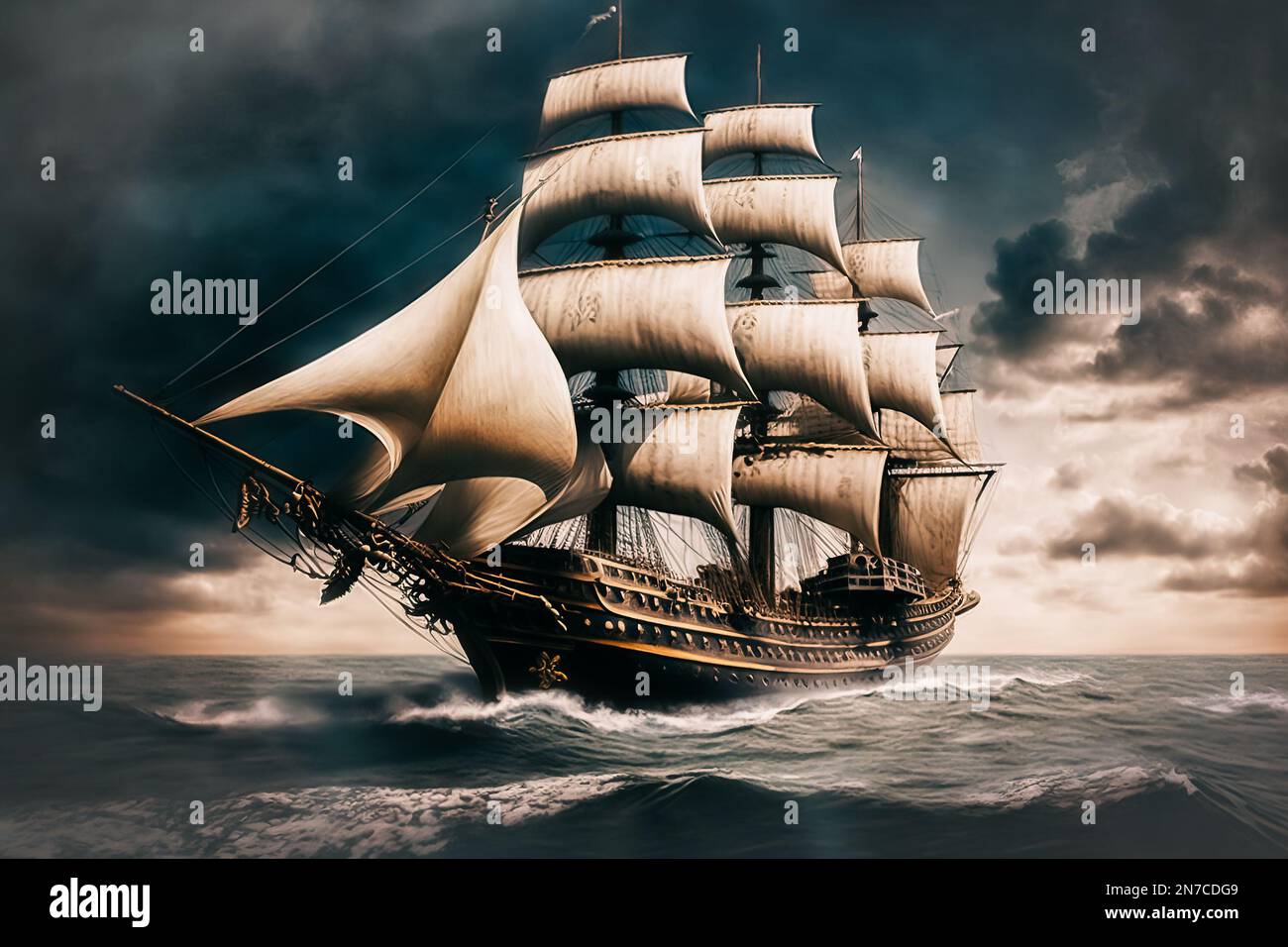 Vintage sailing ship silhouette hi-res stock photography and images - Alamy