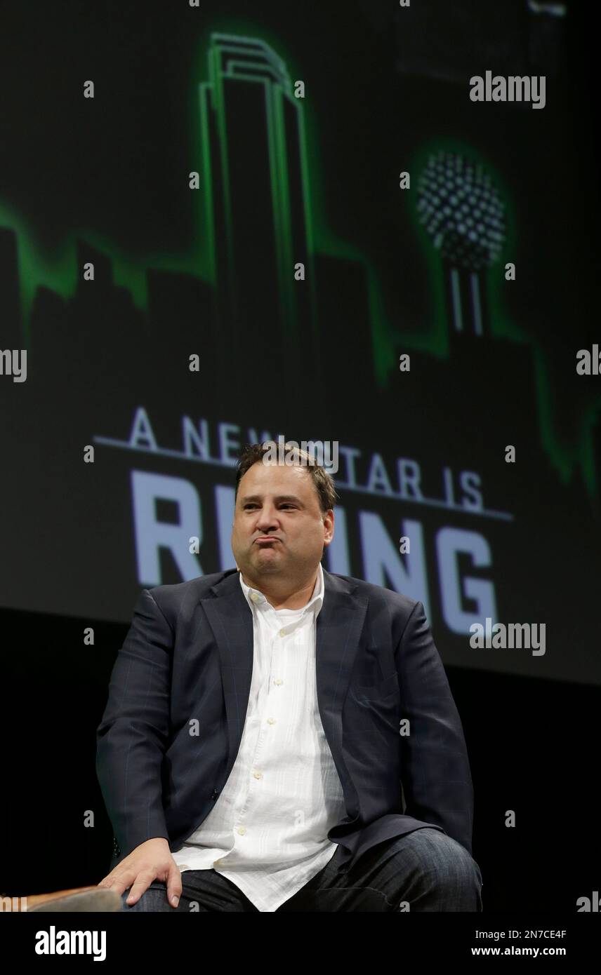 Dallas Stars owner Tom Gaglardi pauses while speaking before the team's ...