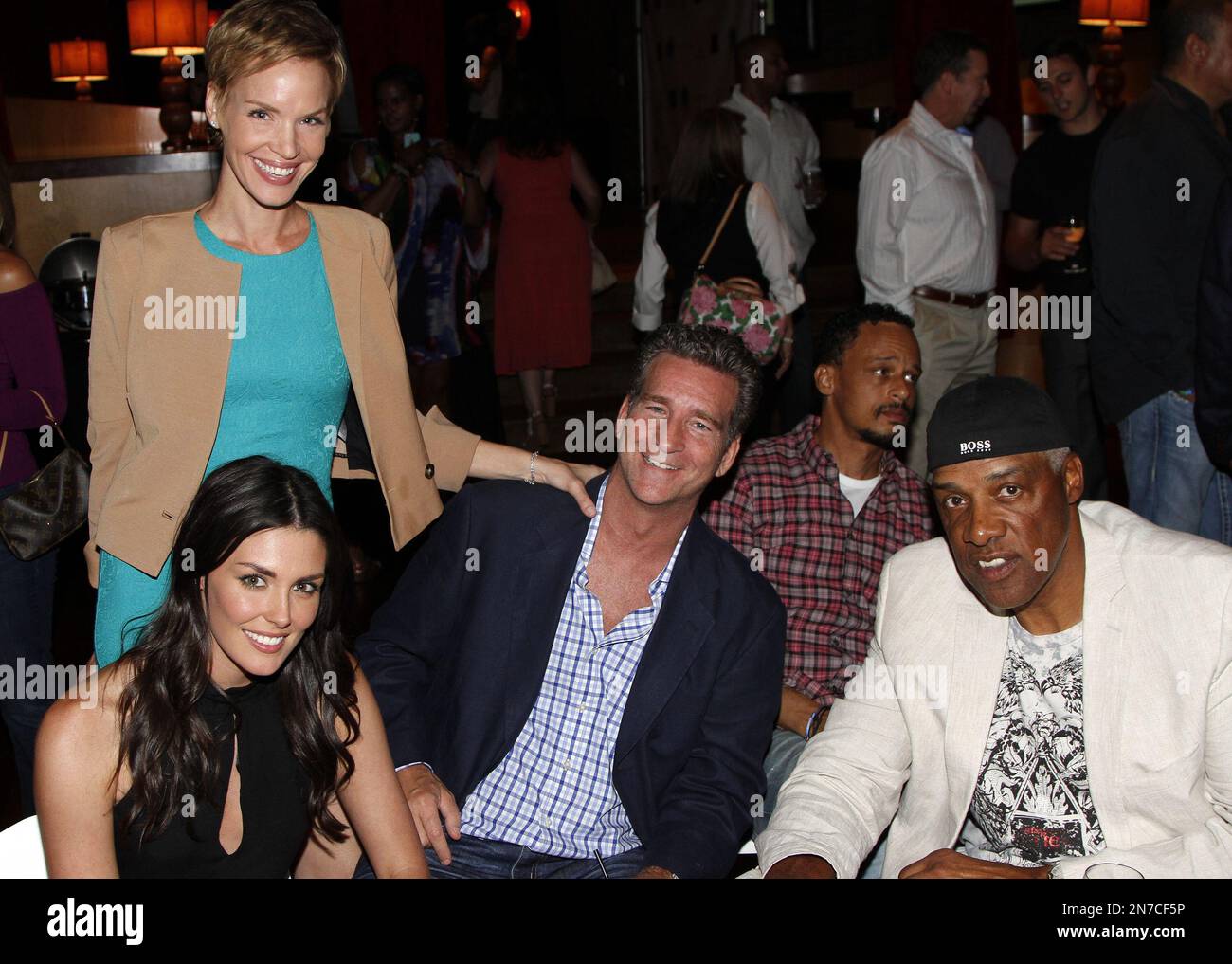 Actors Taylor Cole, Ashley Scott, agent Jim Lefkowitz and Julius Erving ...