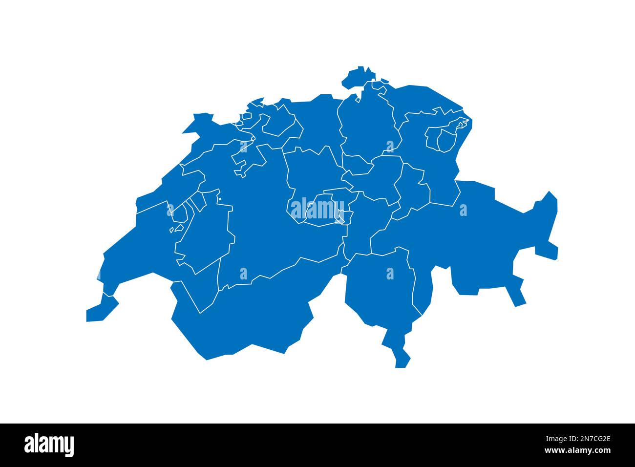 Switzerland political map of administrative divisions - cantons. Solid ...