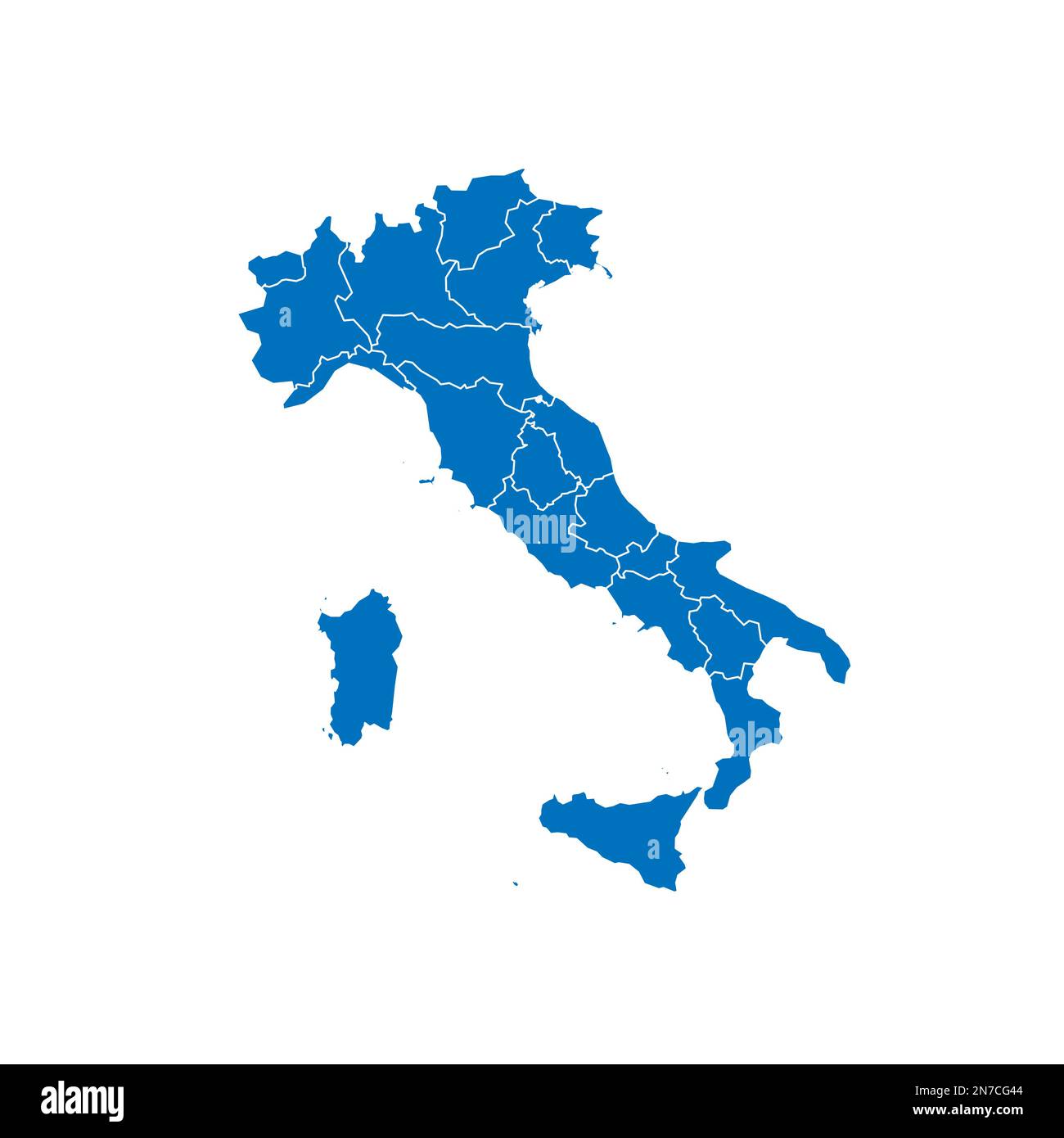 Italy political map of administrative divisions - regions. Solid blue ...