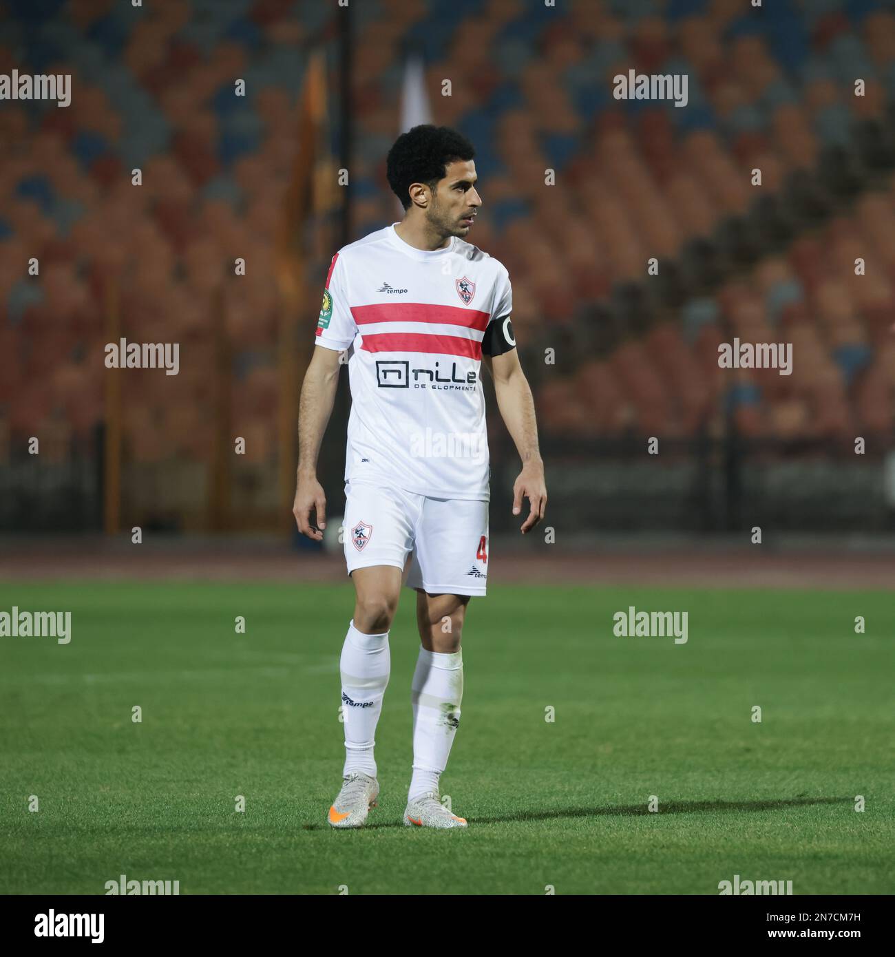 CAIRO, EGYPT - 10 February 2023 - Omar Gaber of Zamalek SC control ball ...