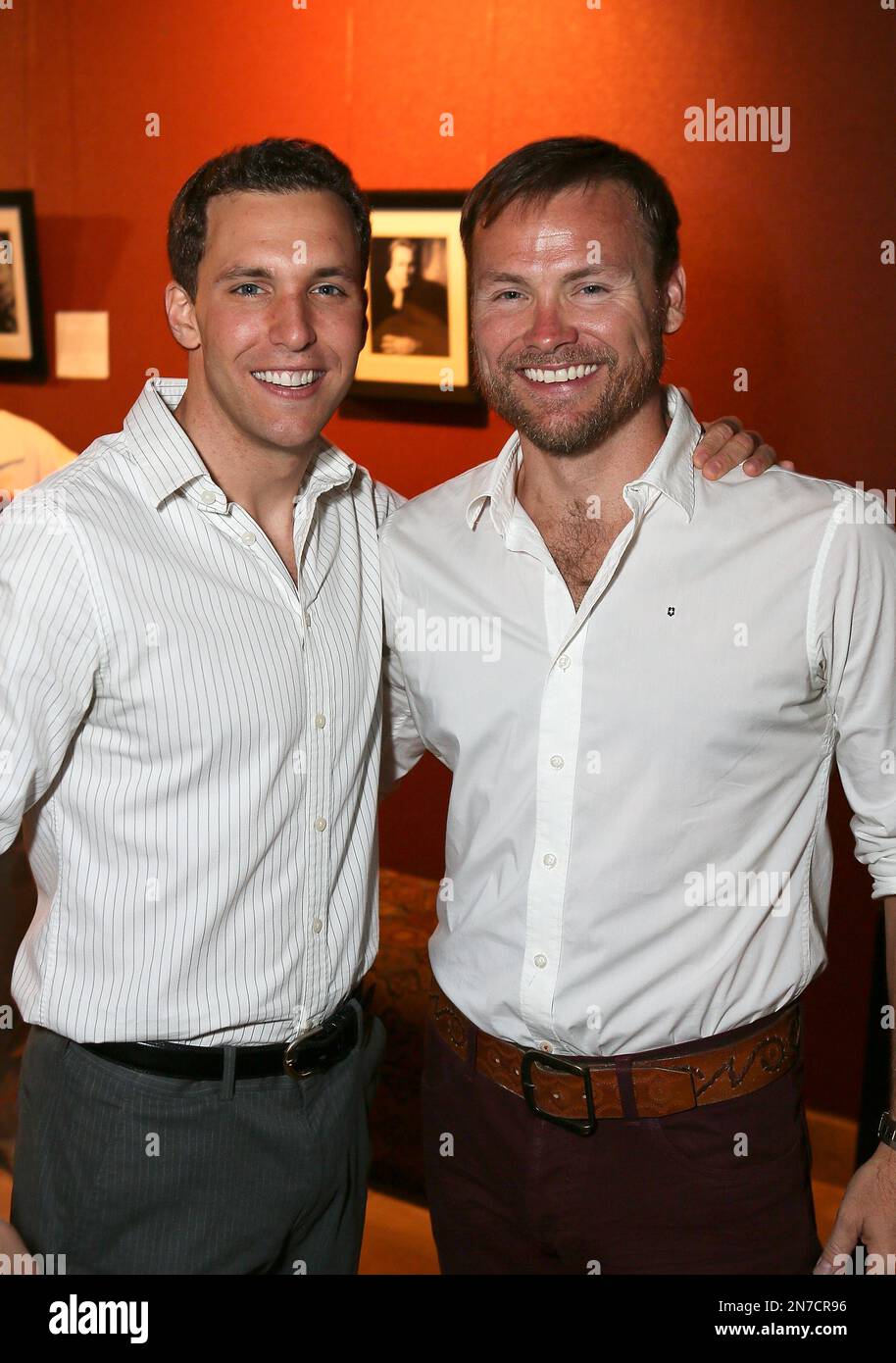 From left, cast members Eddie Egan and Keith A. Bearden pose during the ...